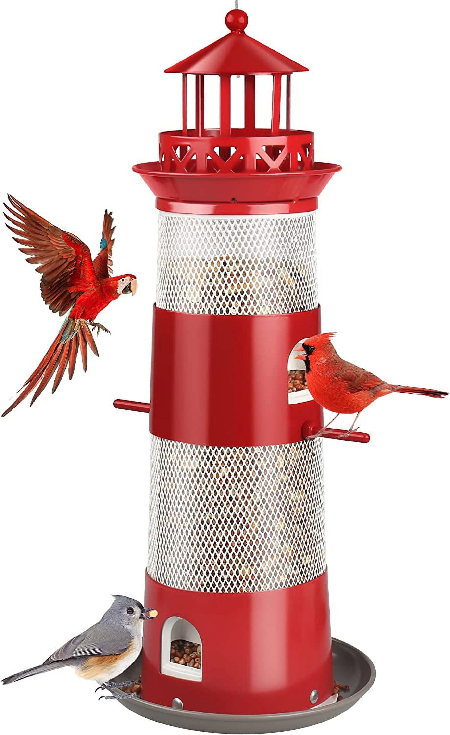 Upsky Outdoor Metal Bird Feeder, Hanging with 4 Feeding Ports, 13 ...