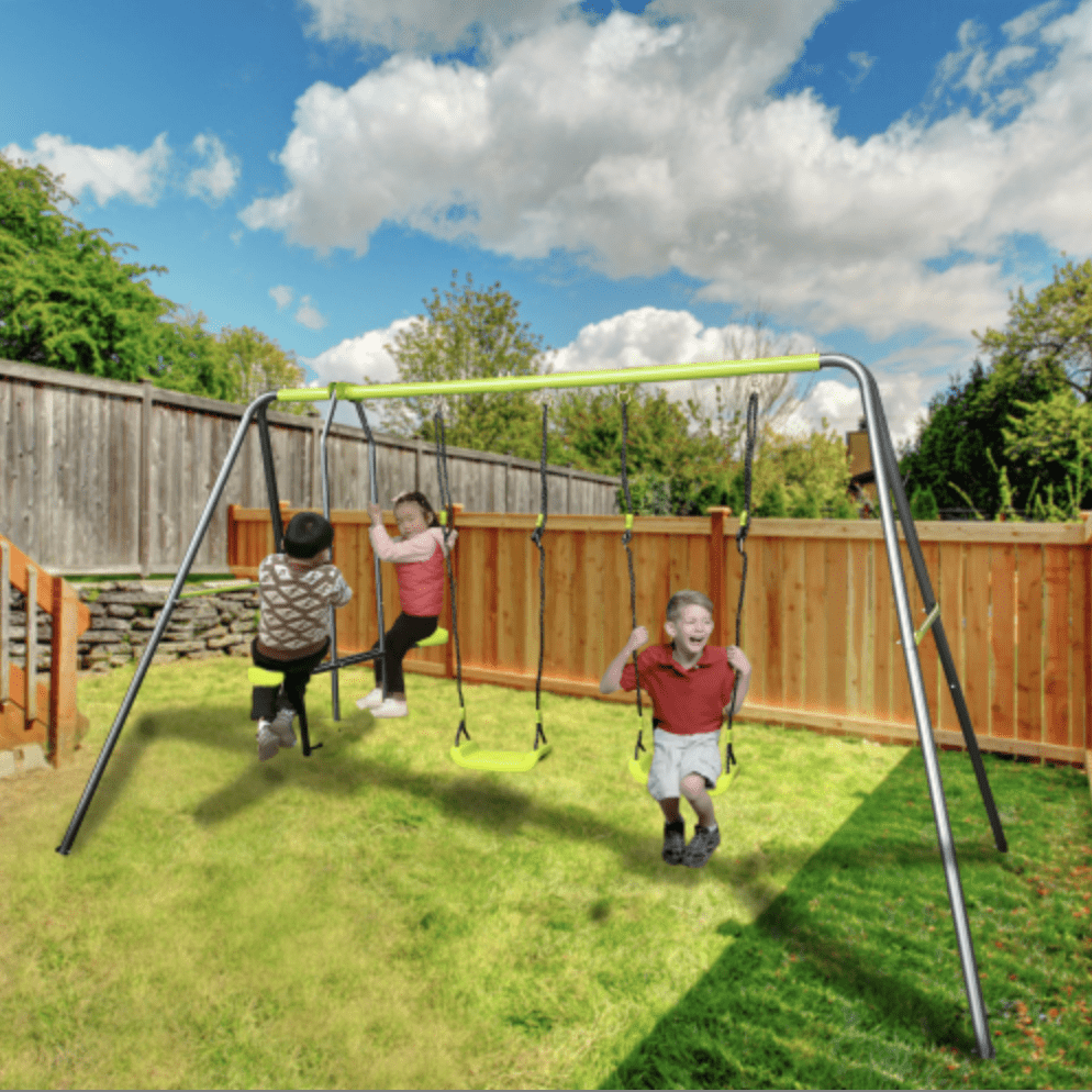 UPYOOE Backyard Swing Set,Heavy Duty Two Swing Seats and One Swing ...