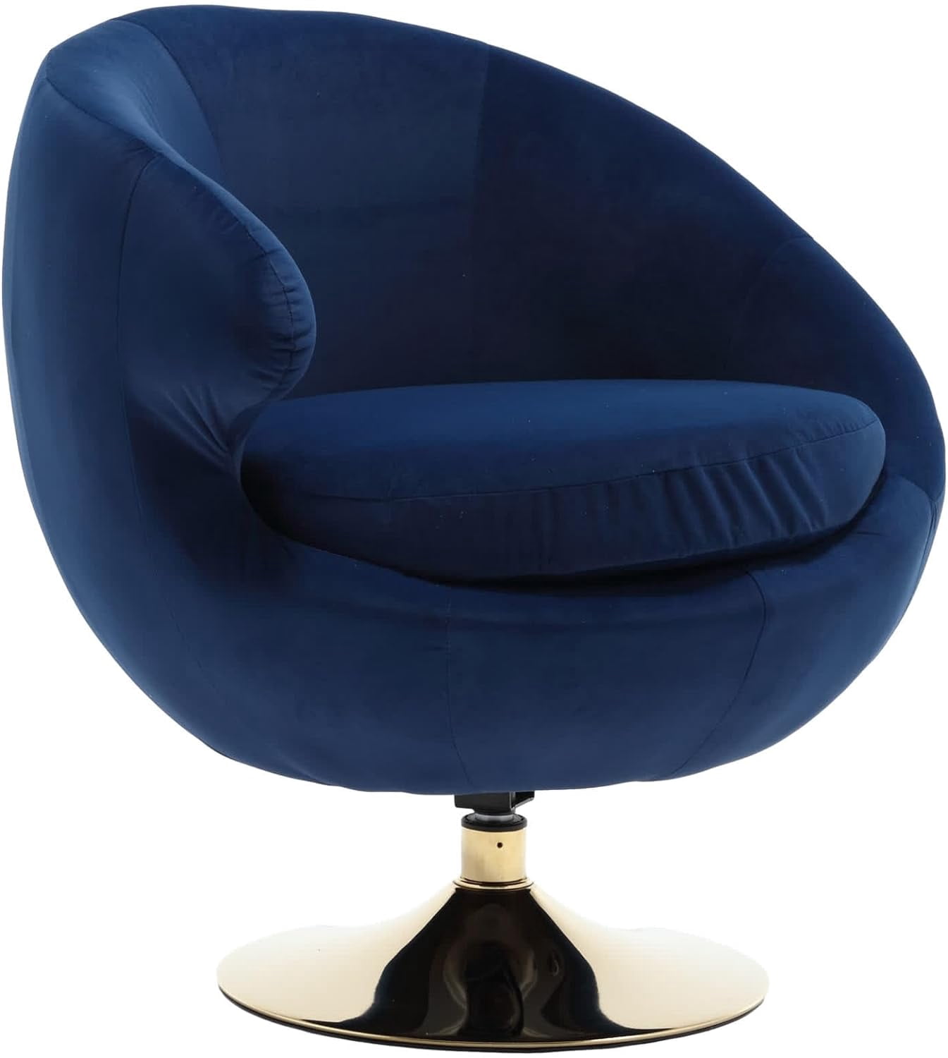 UPYOOE Modern Round Swivel Chair, Blue Velvet Accent Chair, 360 Swivel ...
