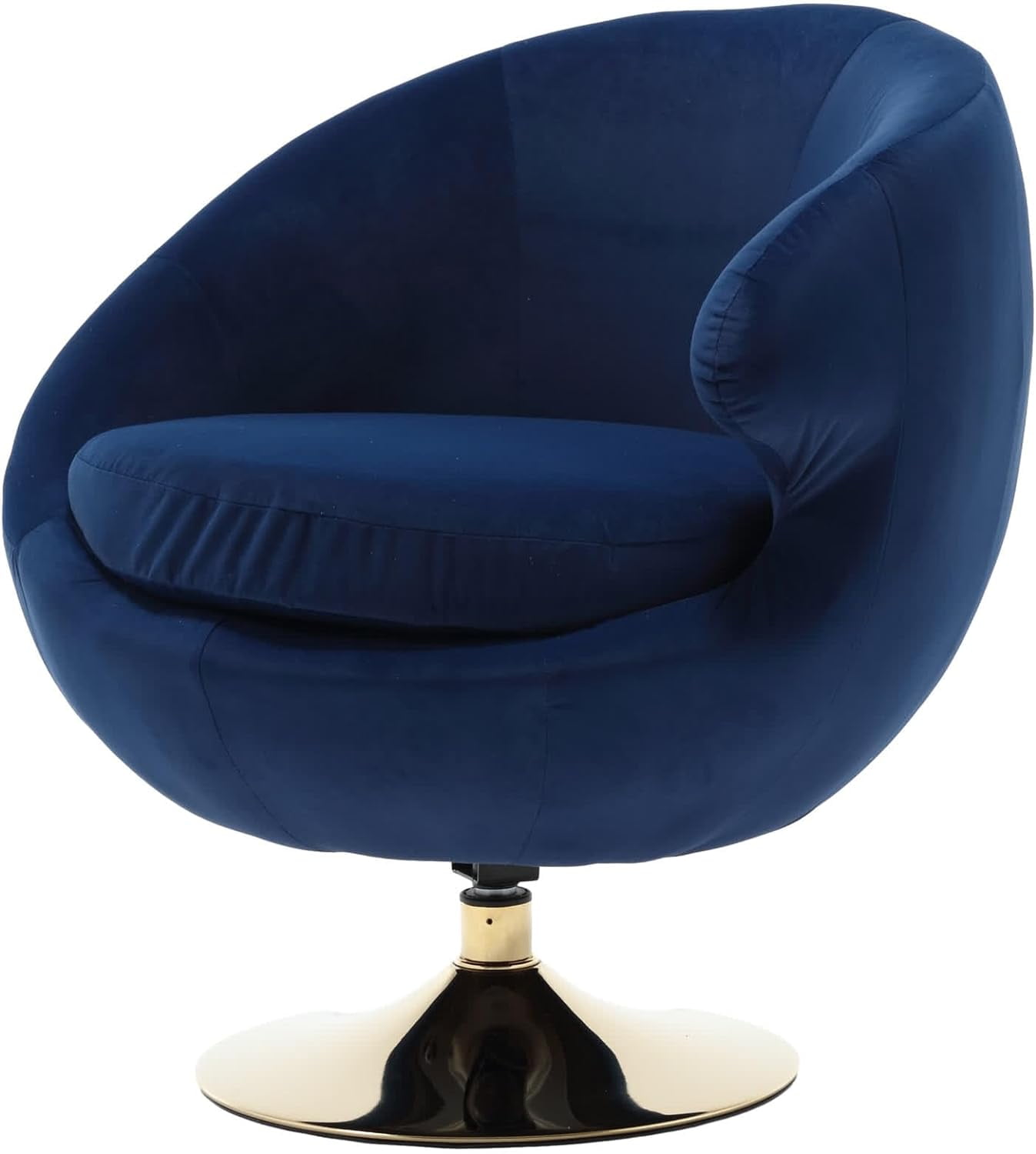 UPYOOE Modern Round Swivel Chair, Blue Velvet Accent Chair, 360 Swivel ...