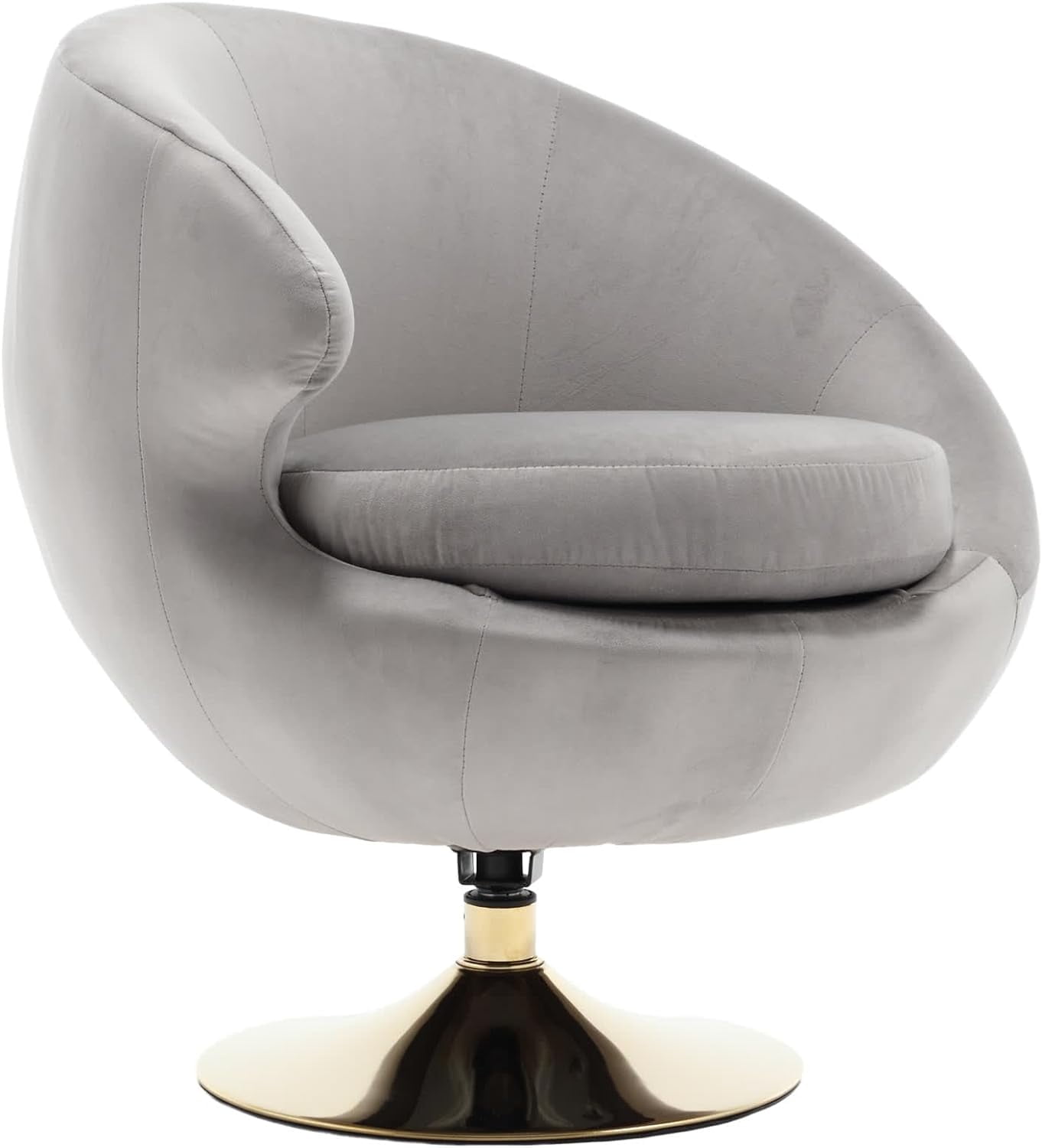 UPYOOE Modern Round Swivel Chair, Grey Velvet Accent Chair, 360 Swivel ...