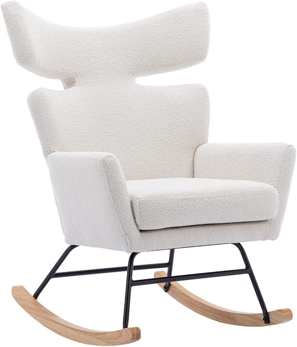 UPYOOE Modern Accent Rocking Chair with High Backrest and Armrest ...