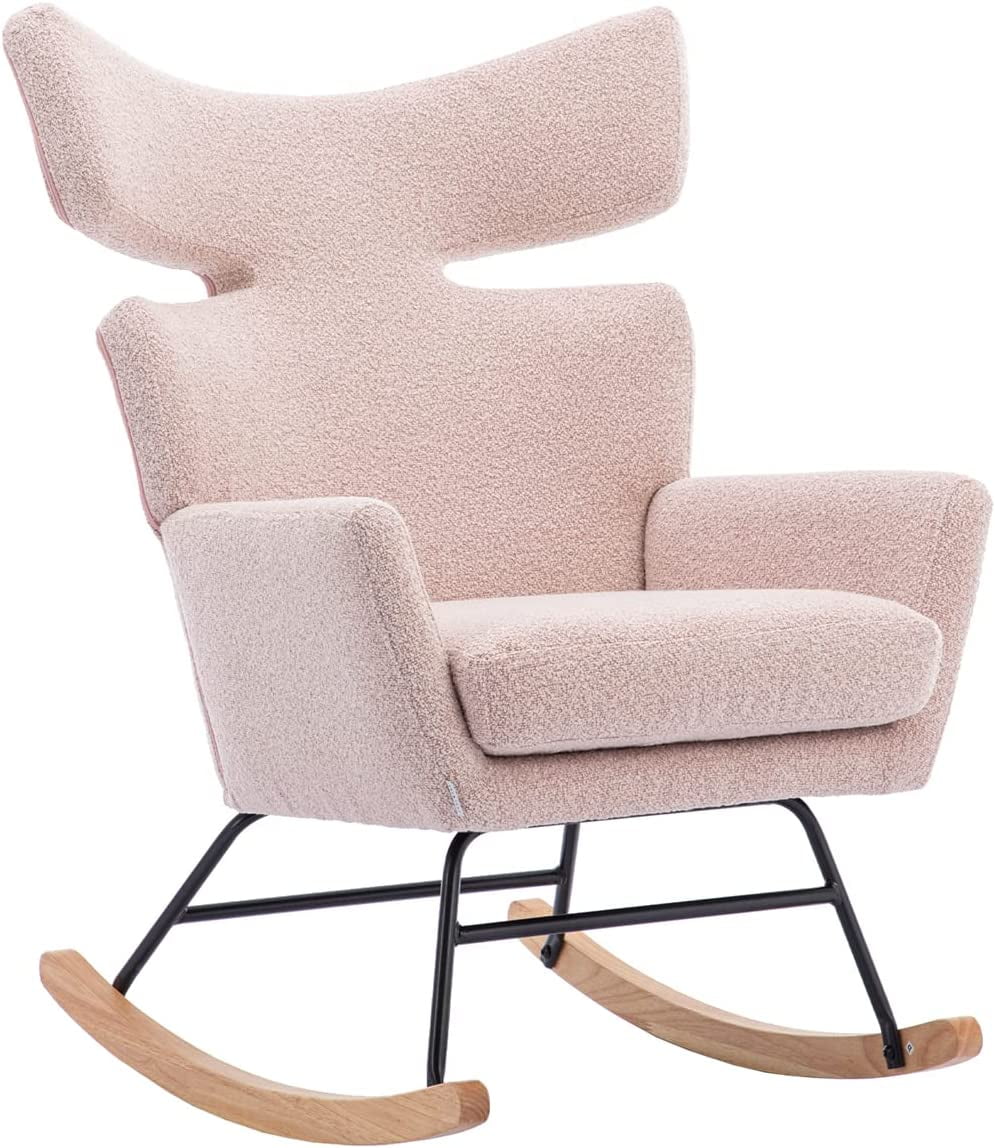 UPYOOE Rocking Chair Nursery Modern Accent Rocker Armchair Teddy ...