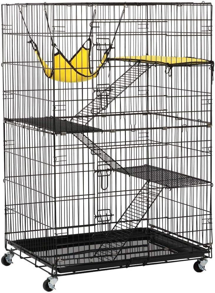 UPZE 4-Tier Foldable Kitten Cat Home Cages Wire Pet Crate House with ...