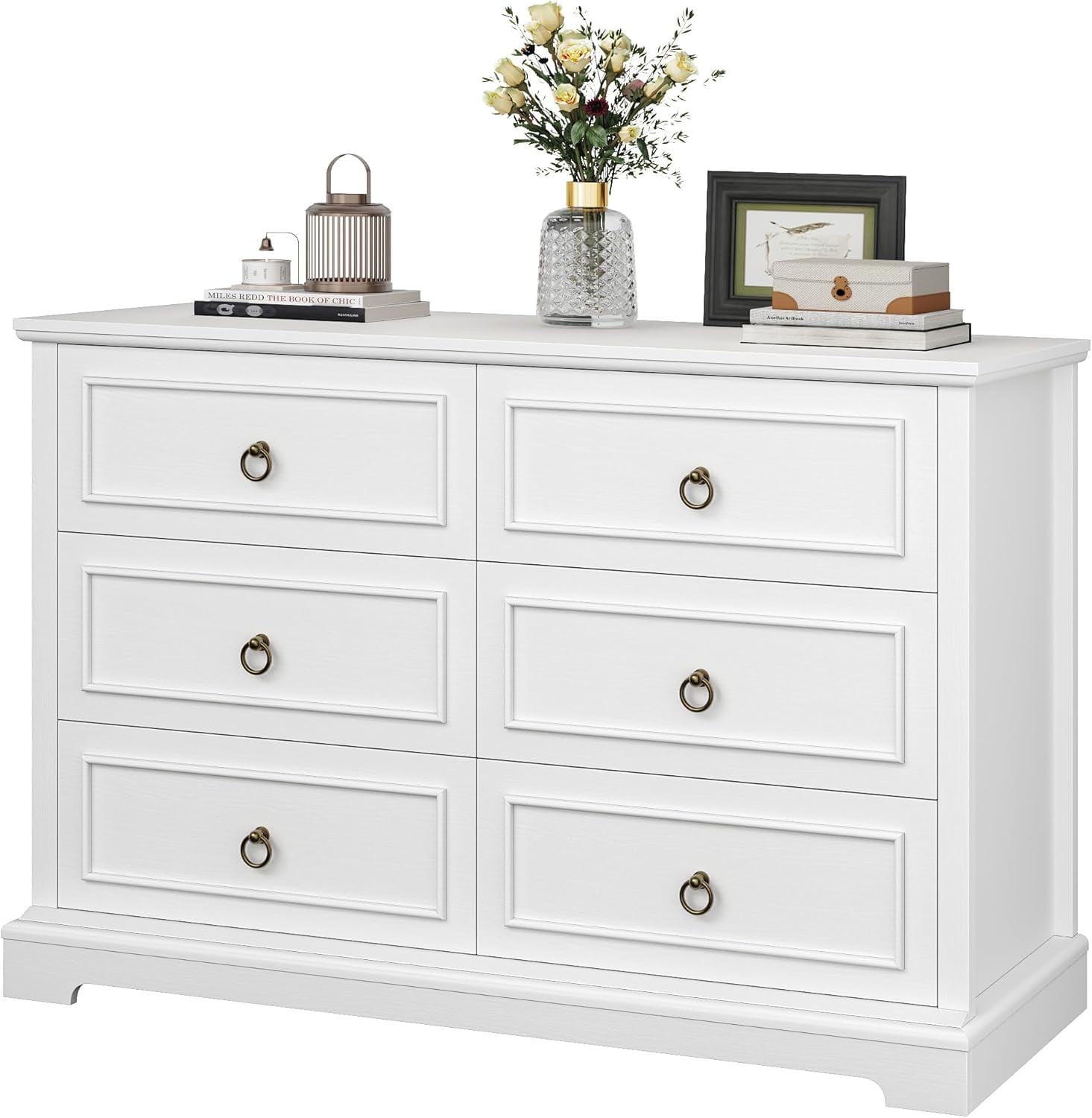 UPZE 6 Drawers Dresser for Bedroom, White Dressers & Chests of Drawers ...
