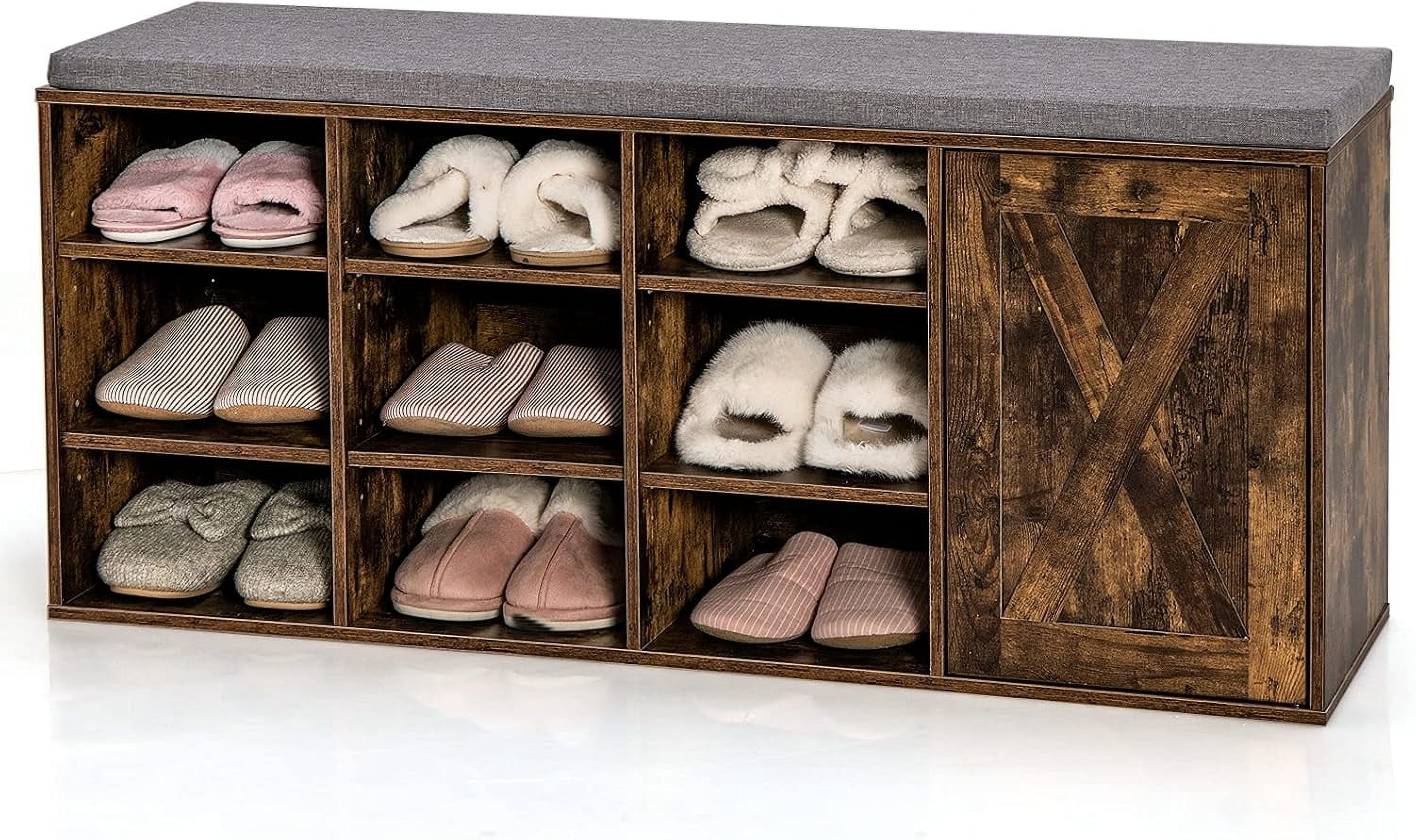 UPZE 9 Cubes Shoe Bench with Storage, Adjustable Shelves Storage Bench ...