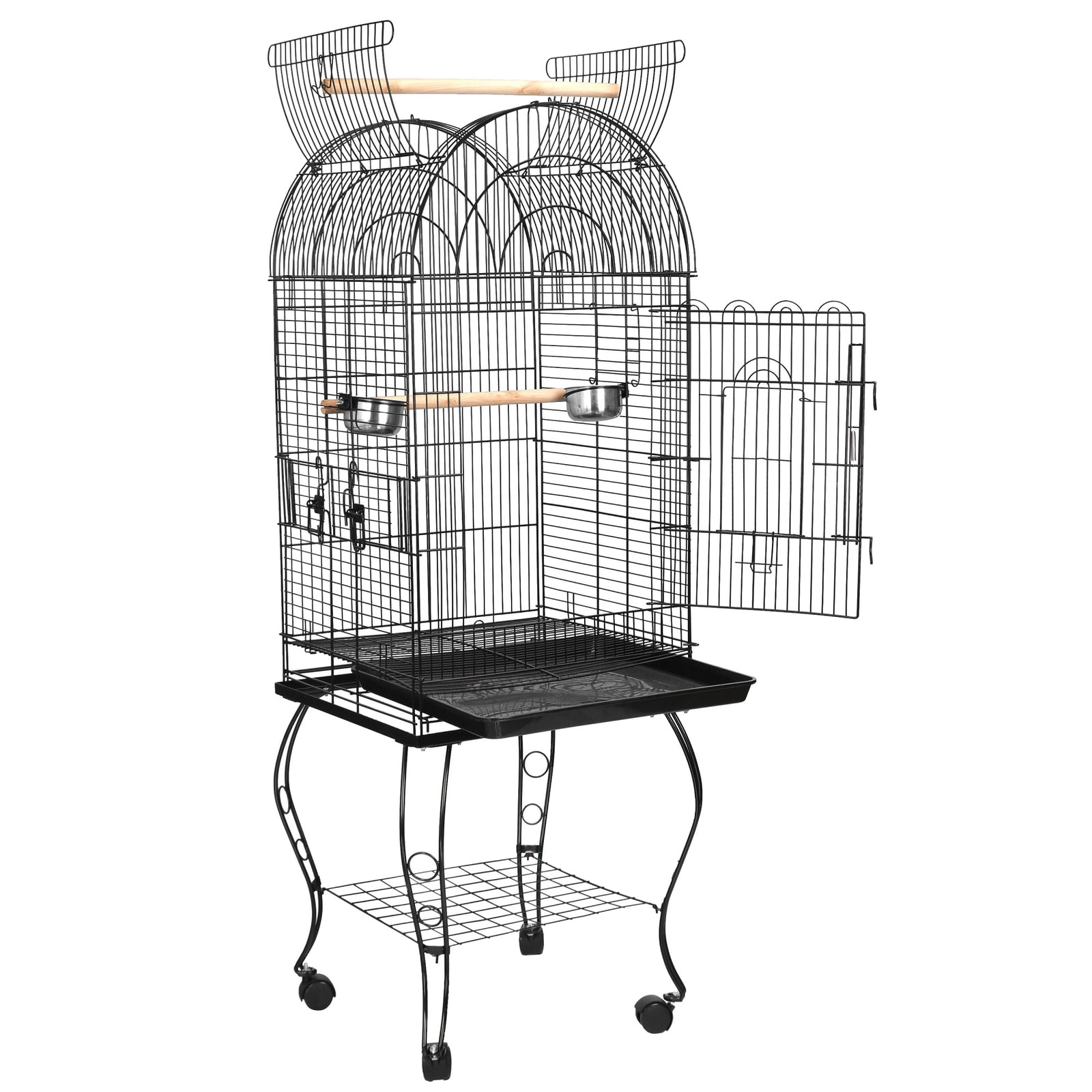 UPZE Bird Cage, Bird Flight Cages with Rolling Stand & Bottom Tray ...