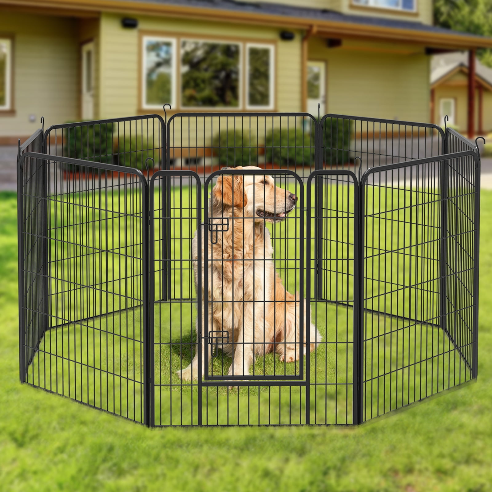 UPZE Dog Playpen Indoor 40 inch 8 Panels Metal Dog Pen Pet Dog Fence ...