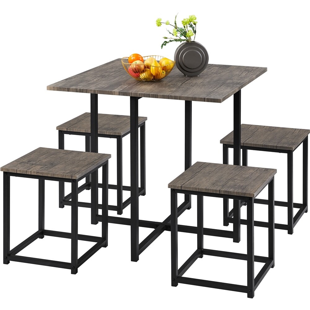UPZE Industrial Dining Table Set for 4 Compact Kitchen Table and 4 ...