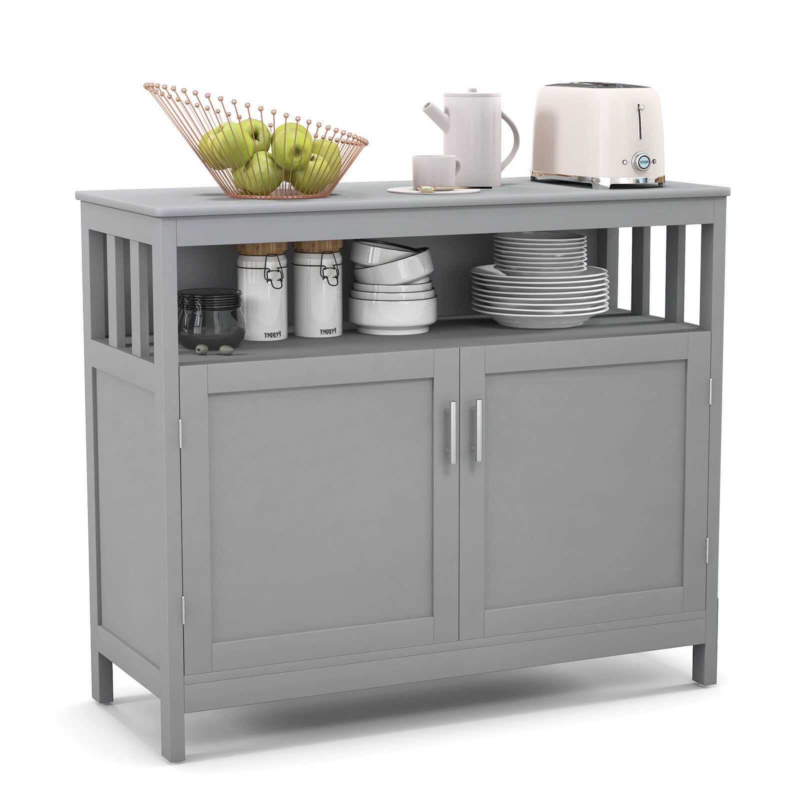 UPZE Kitchen Buffet Sideboard, Wooden Storage Server Cupboard Cabinet ...