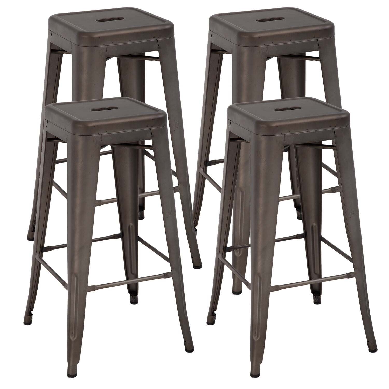 UPZE Metal Bar Stools Set of 4 Counter Height Bar Stools Industrial Bar ...