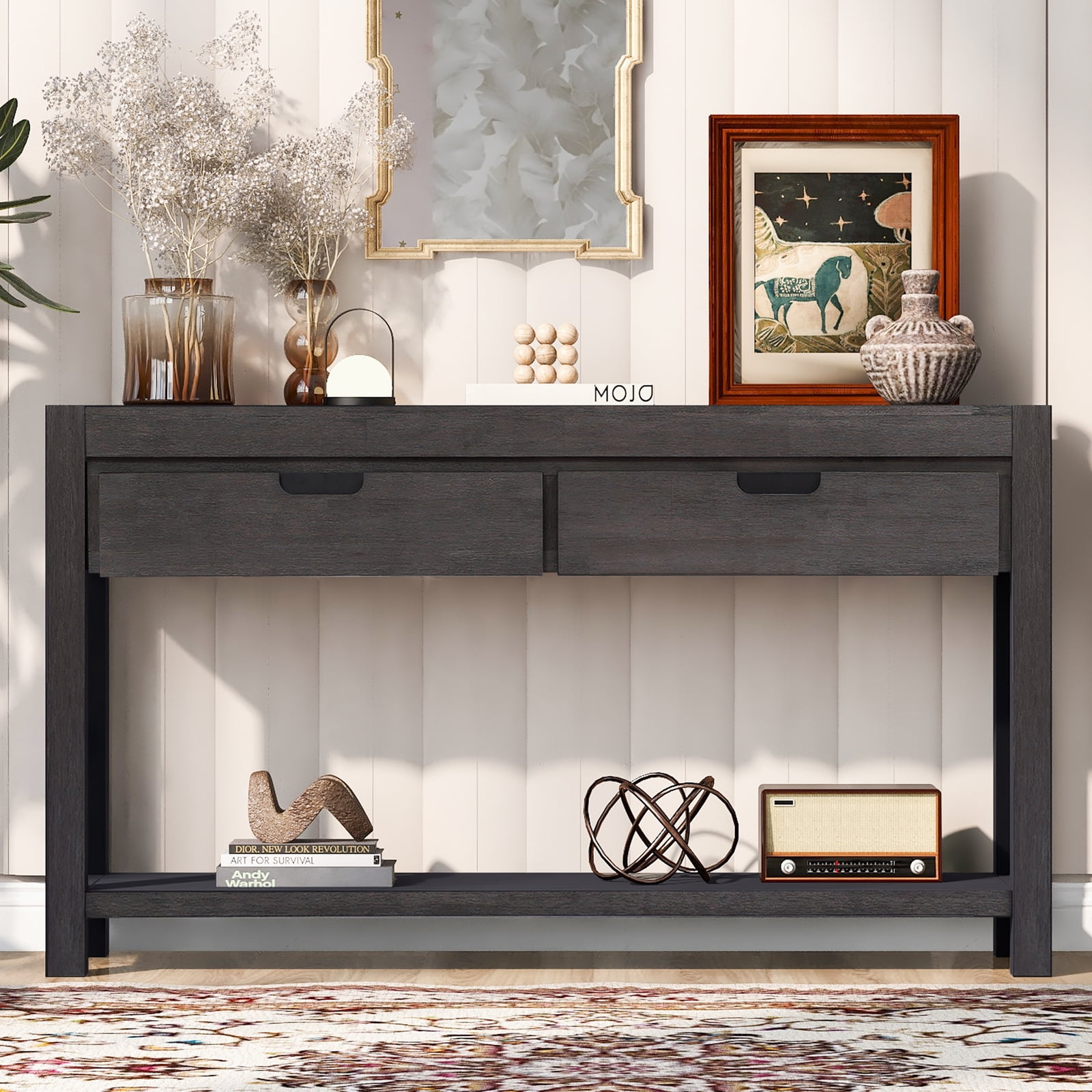 UPZE Modern Console Table Entryway Table with 2 Drawers and 1 Shelf ...