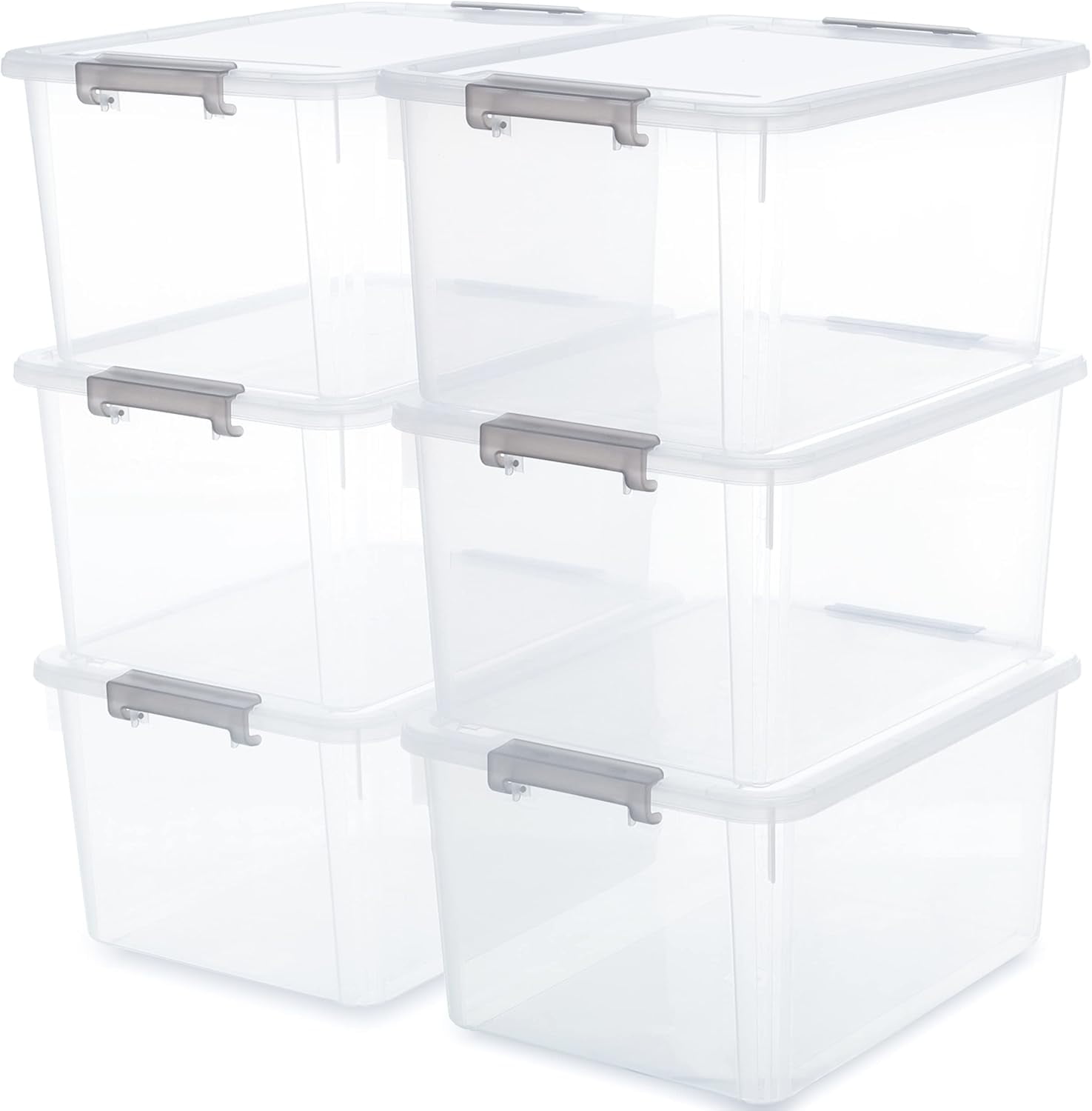 UPZE Plastic Storage Bins with Lids Large Stackable Storage Containers ...
