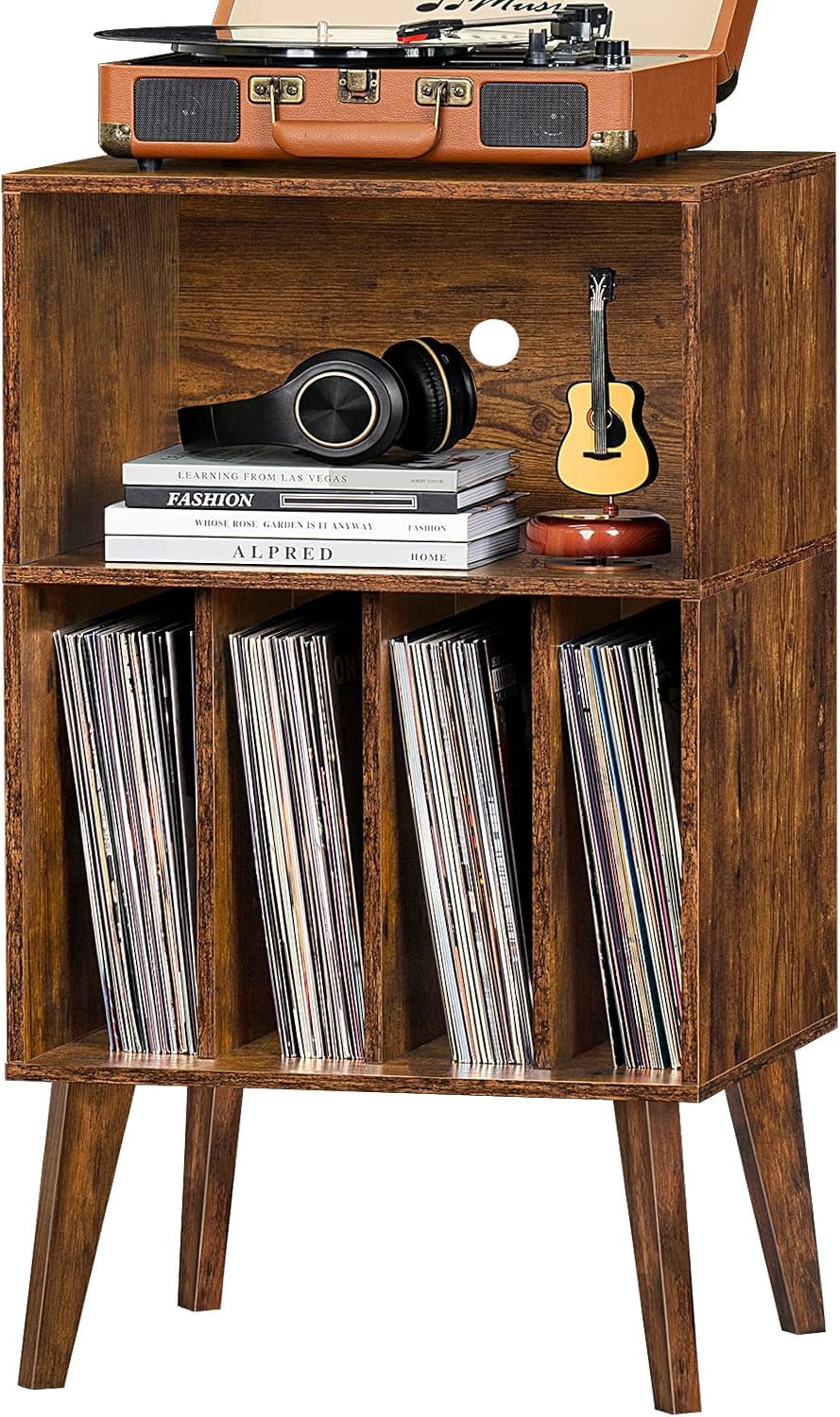 UPZE Record Player Stand, White Turntable Stand Holds up to 161 Albums ...