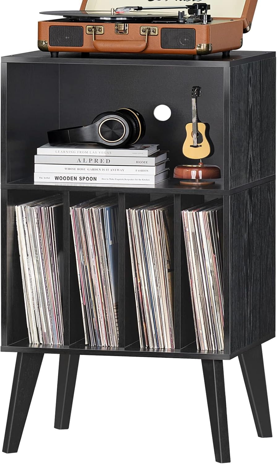 UPZE Record Player Stand, White Turntable Stand Holds up to 162 Albums ...
