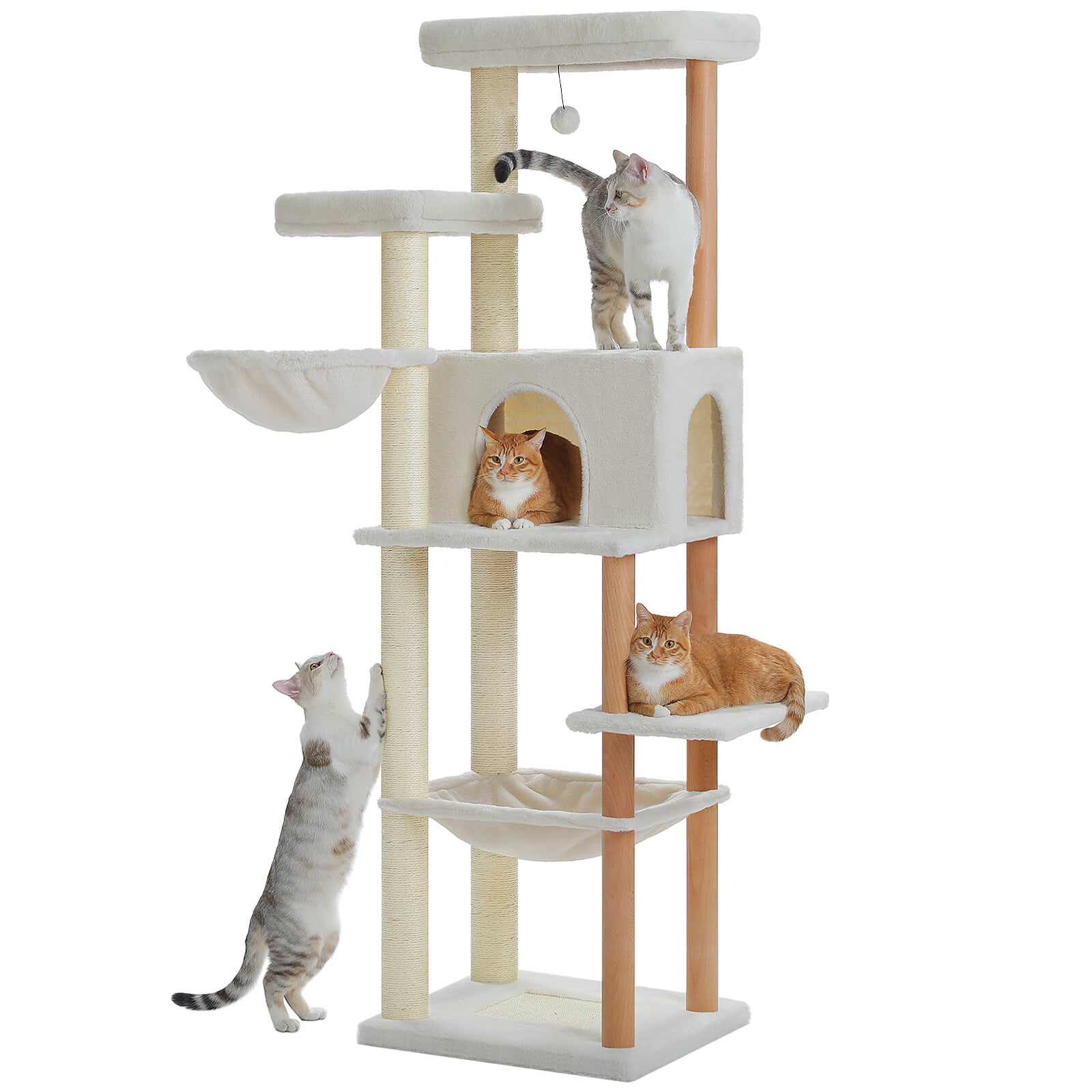 UPZE Road Large Cat Tree, Modern Wooden Cat Tower for Indoor Large Cats ...