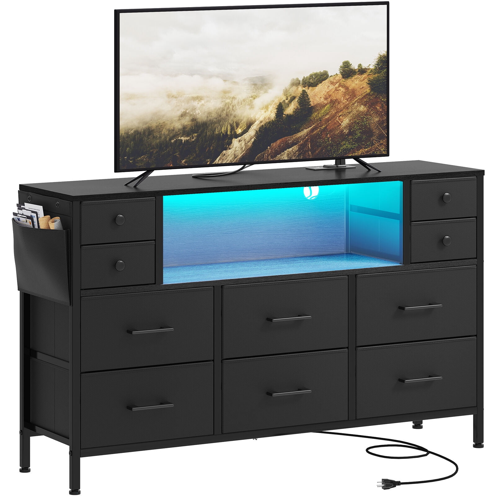 UPZE TV Stand with Charging Station, Dresser TV Stand for TV, Drawer ...