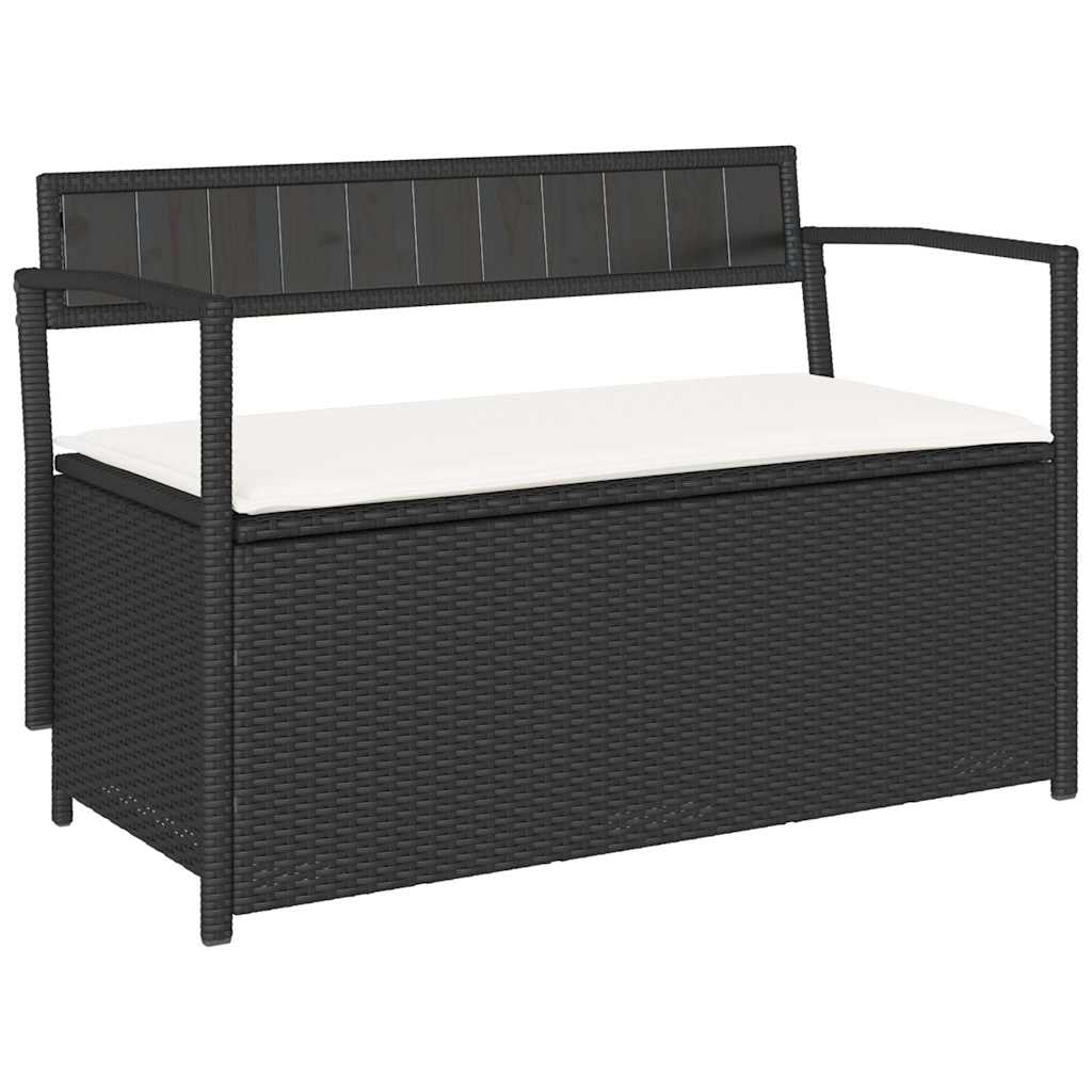 UPZE Wicker Patio Storage Bench with Cushion, PE Rattan Storage Bench ...