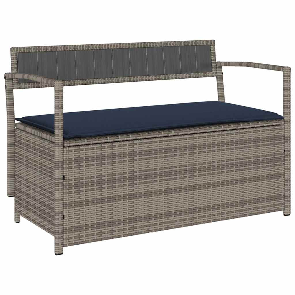UPZE Wicker Patio Storage Bench with Cushion, PE Rattan Storage Bench ...
