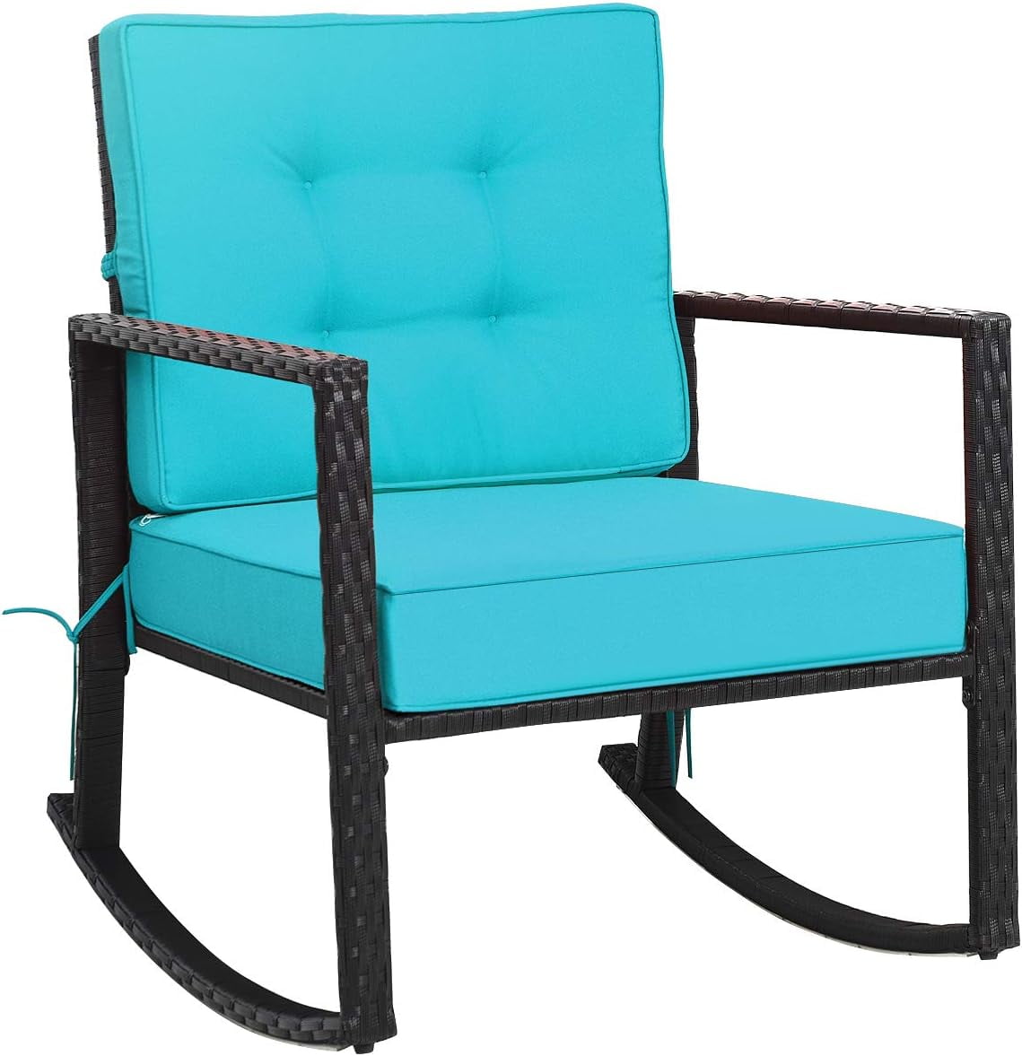 UPZE Wicker Rocking Chair, Outdoor Glider Rattan Rocker Chair with ...