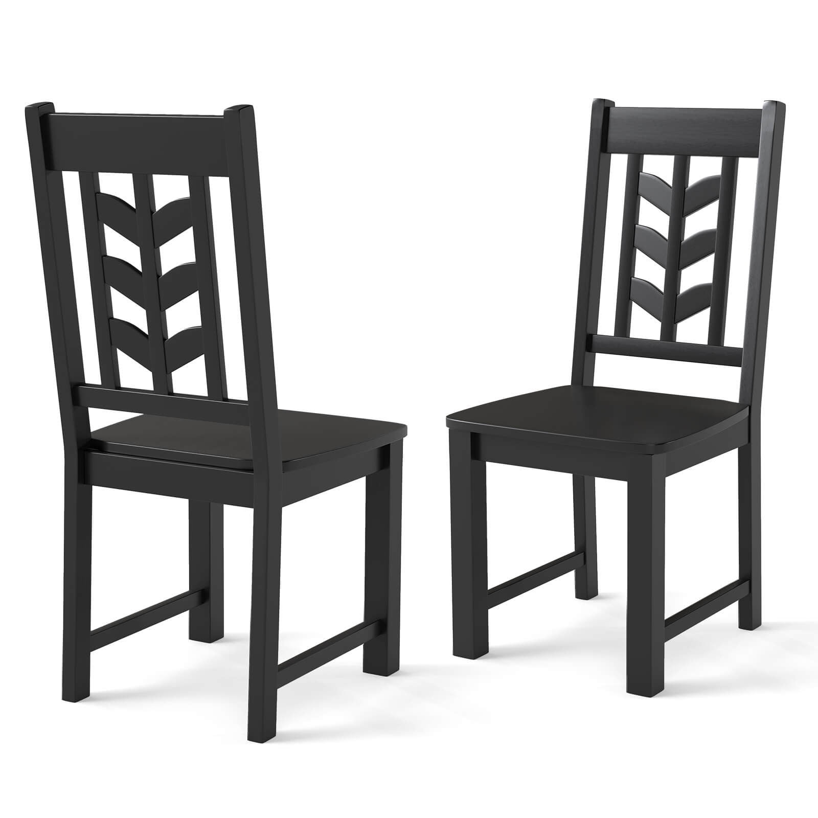 UPZE Wooden Dining Chairs Set of 2, Kitchen Chairs w/Rubber Wood Frame ...