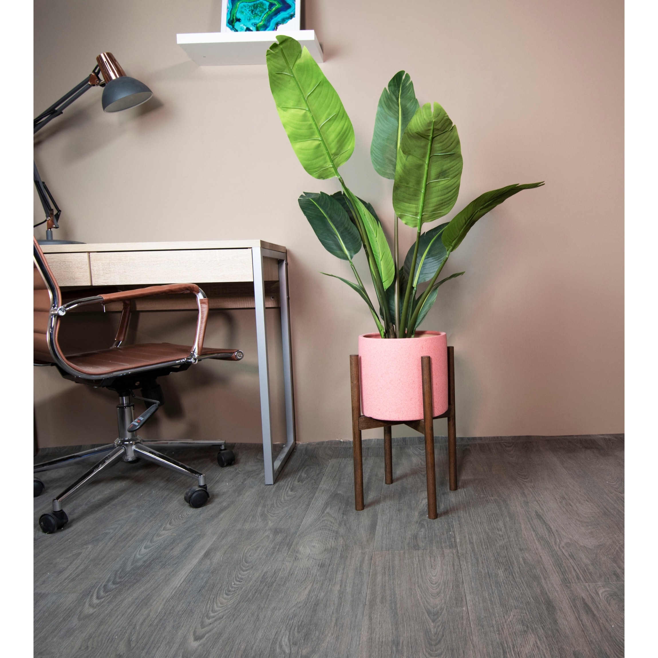 UPshining Large Ceramic Pot 10" Pastel Pink with Wood Stand - 8' x 10 ...