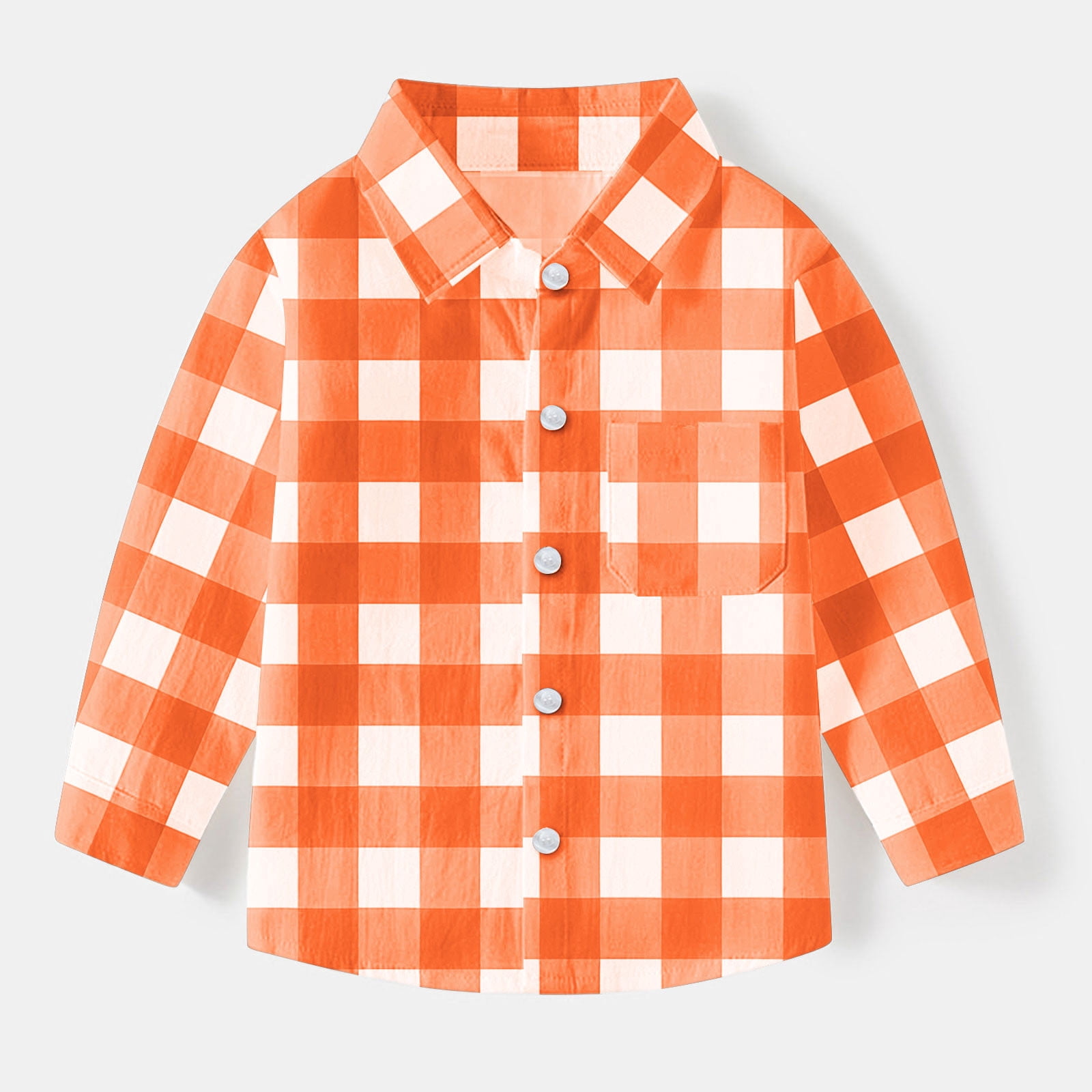 UQJfacai Boys Girls Plaid Shirt Casual Long Sleeve Button Down Shirts ...