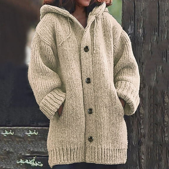 UQJfacai Cardigan Sweaters for Women Oversized Hooded Cable Knit Chunky Sweater Warm Winter ...