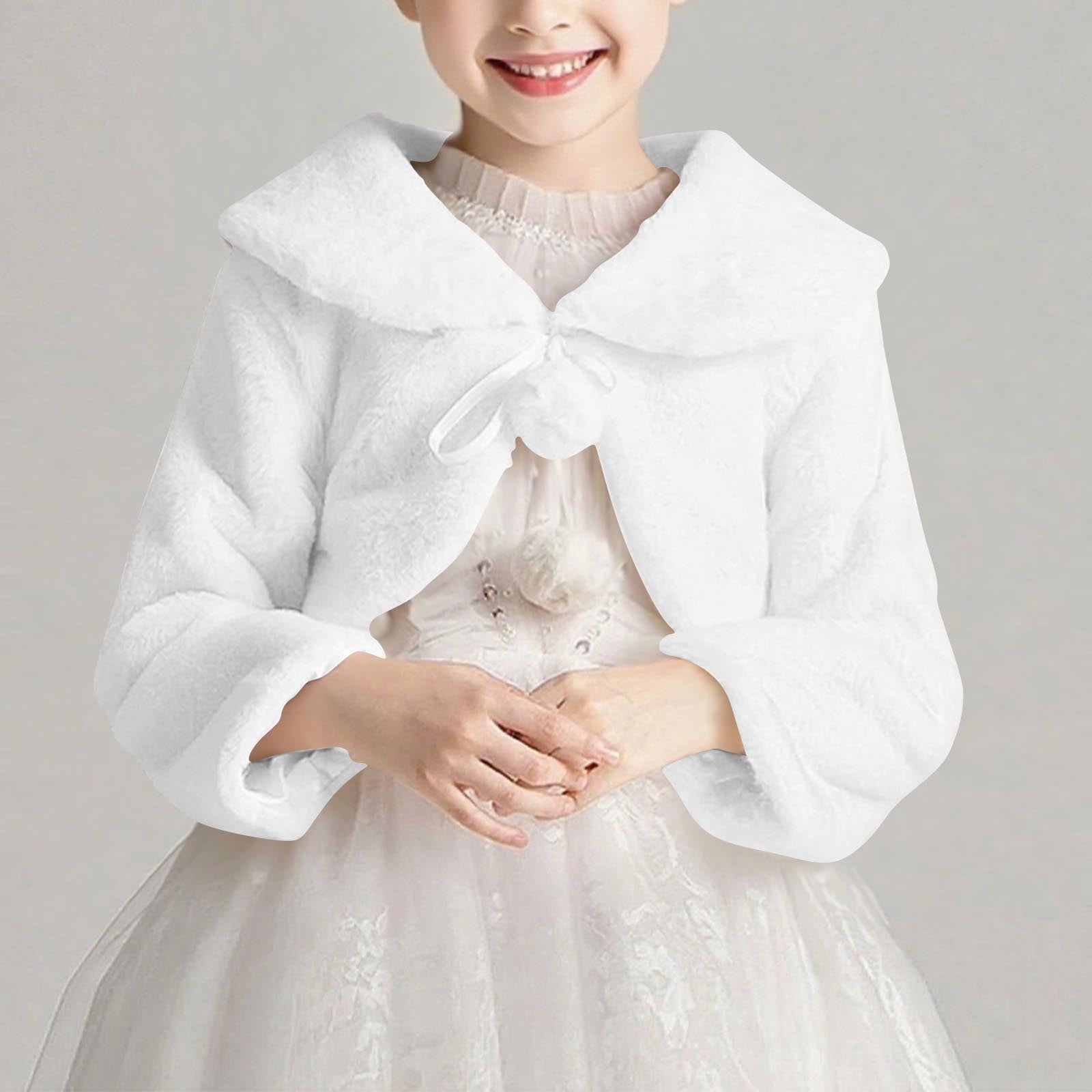 UQJfacai Girls Faux Furs Bolero Dress Coat Jacket Princess Shawl Shrug ...