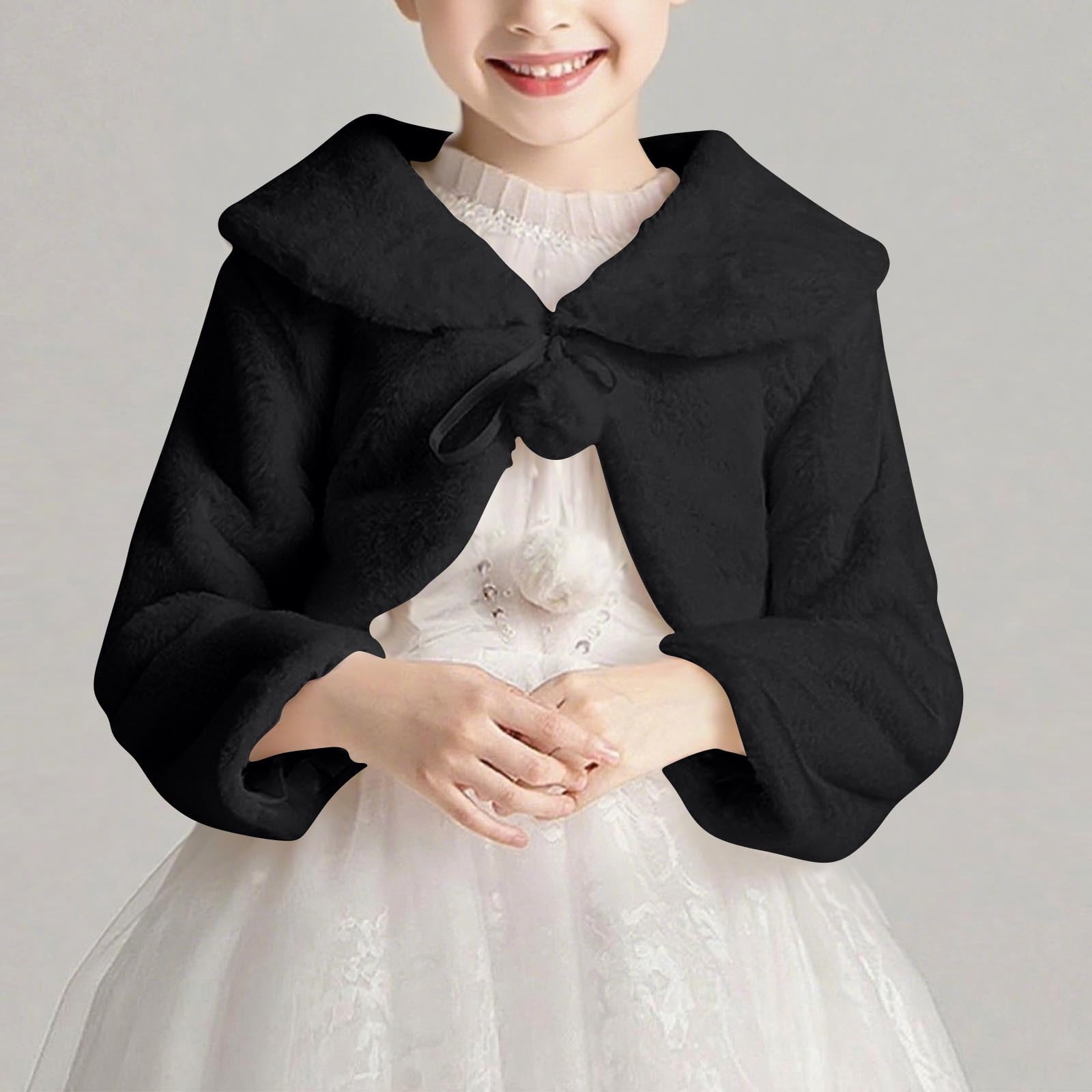 UQJfacai Girls Faux Furs Bolero Dress Coat Jacket Princess Shawl Shrug ...