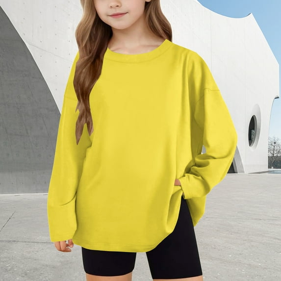 UQJfacai Girls Oversized T Shirts Kids Trendy Long Sleeve Crewneck ...