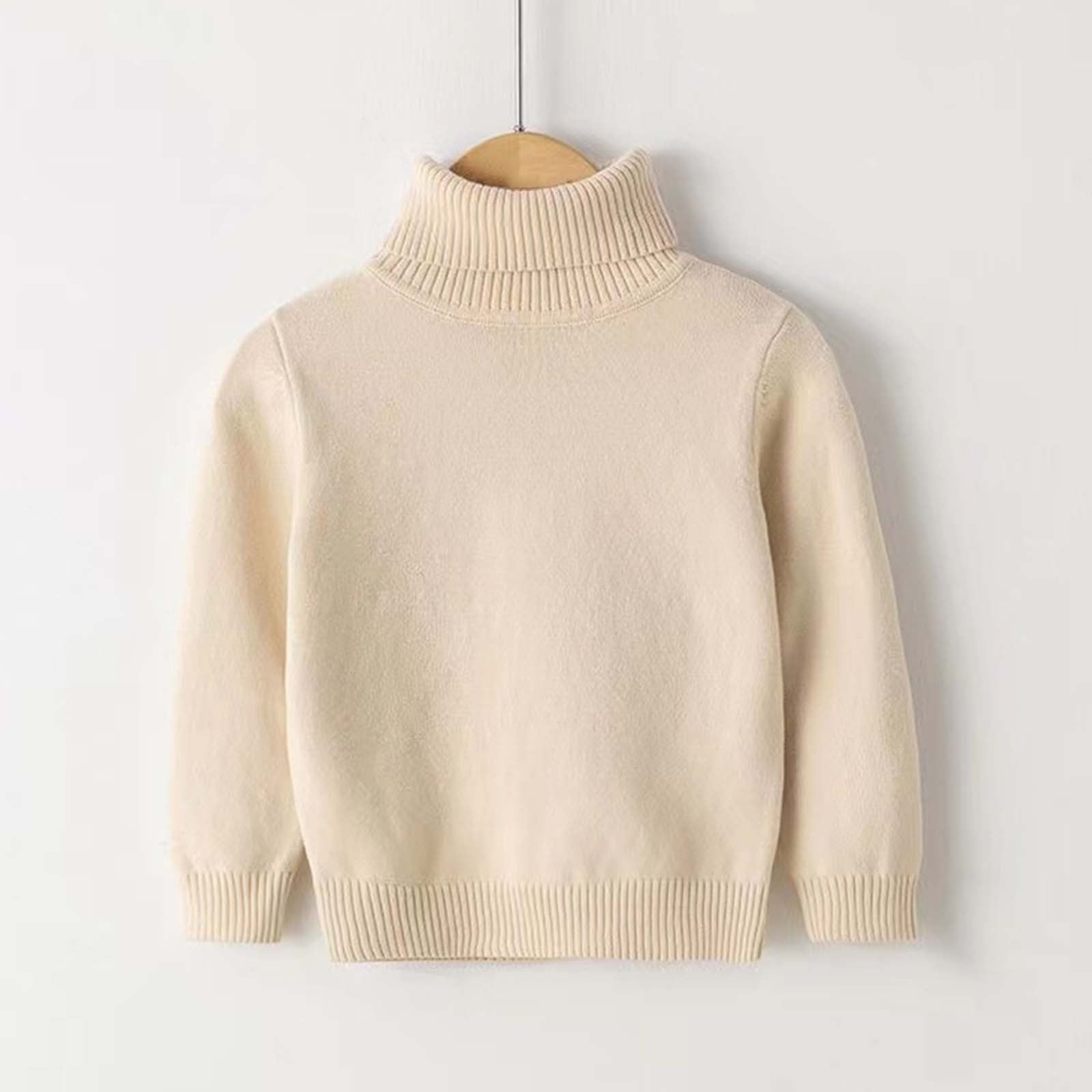 UQJfacai Kids Knit Sweater Boys Girls Soft Turtleneck High Neck Solid ...