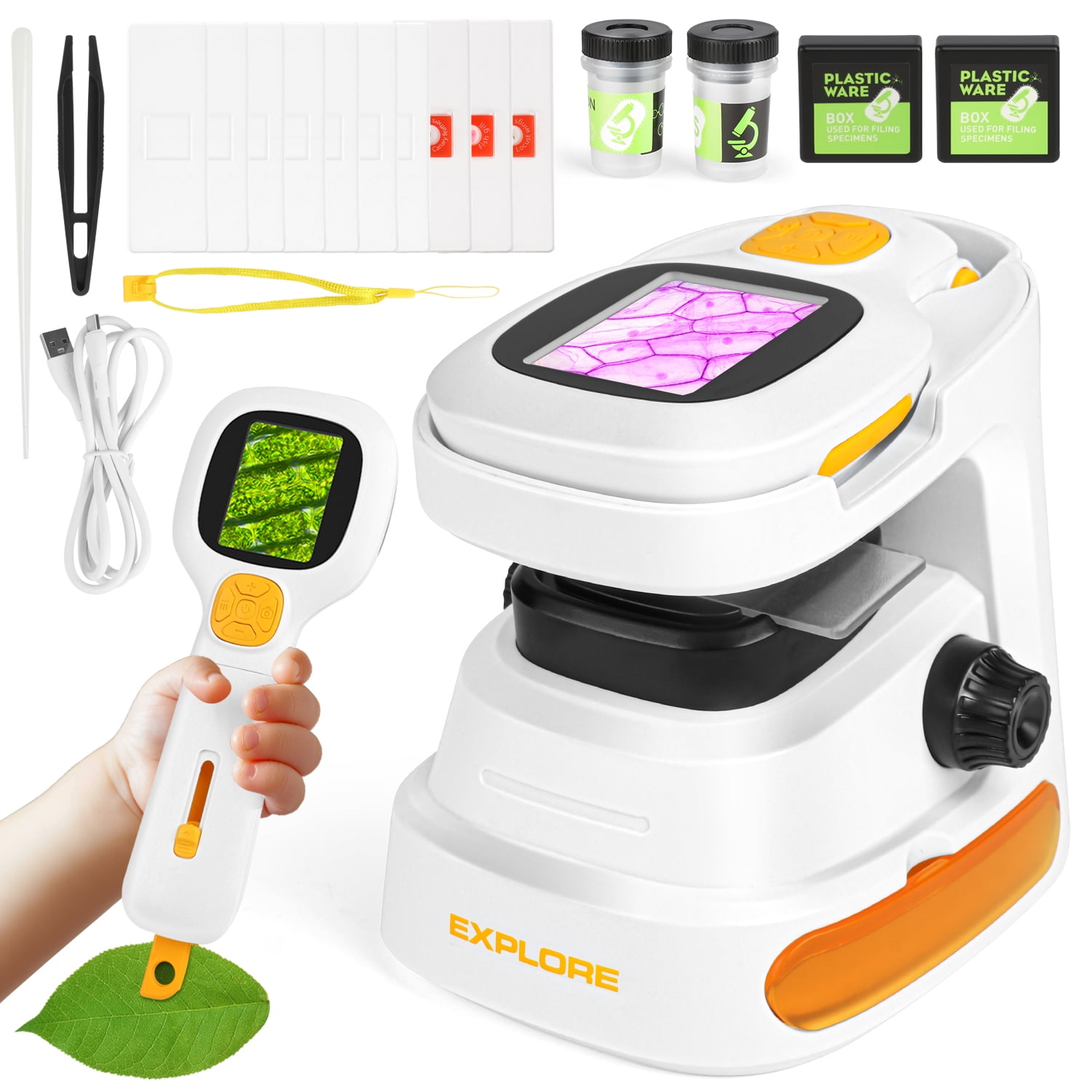 UQN Microscope for Kids 8-12 , 2-in-1 Science Kit 100X-1000X Handheld ...