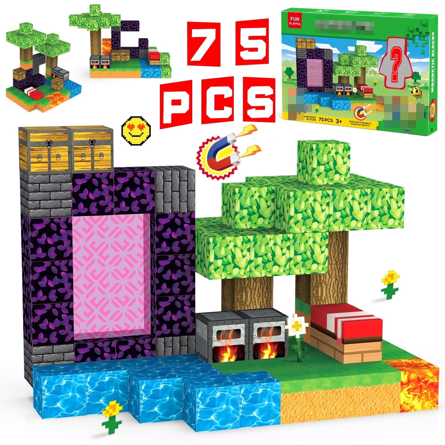 UQN 75PCS Magnetic Blocks,Magnetic Building Blocks for Kids Ages 4-8,3D ...