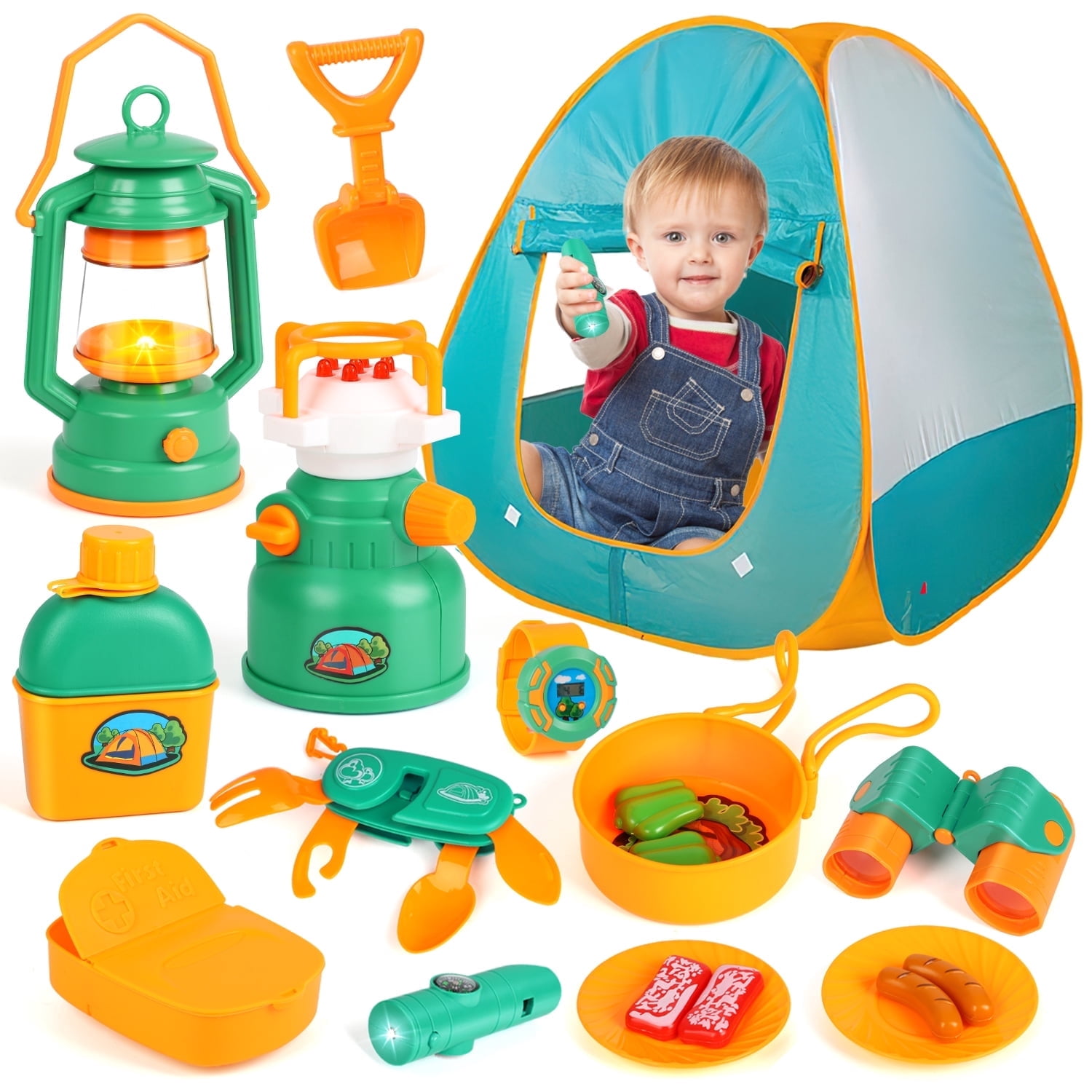 UQN Kids Tent Set with 19 Pieces, Indoor Pop-up Play Tent for Toddlers ...