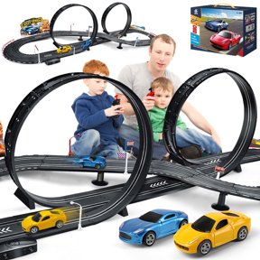 AGM MASTECH Slot Car Race Track Set, High Speed Series Tram Dual Track ...