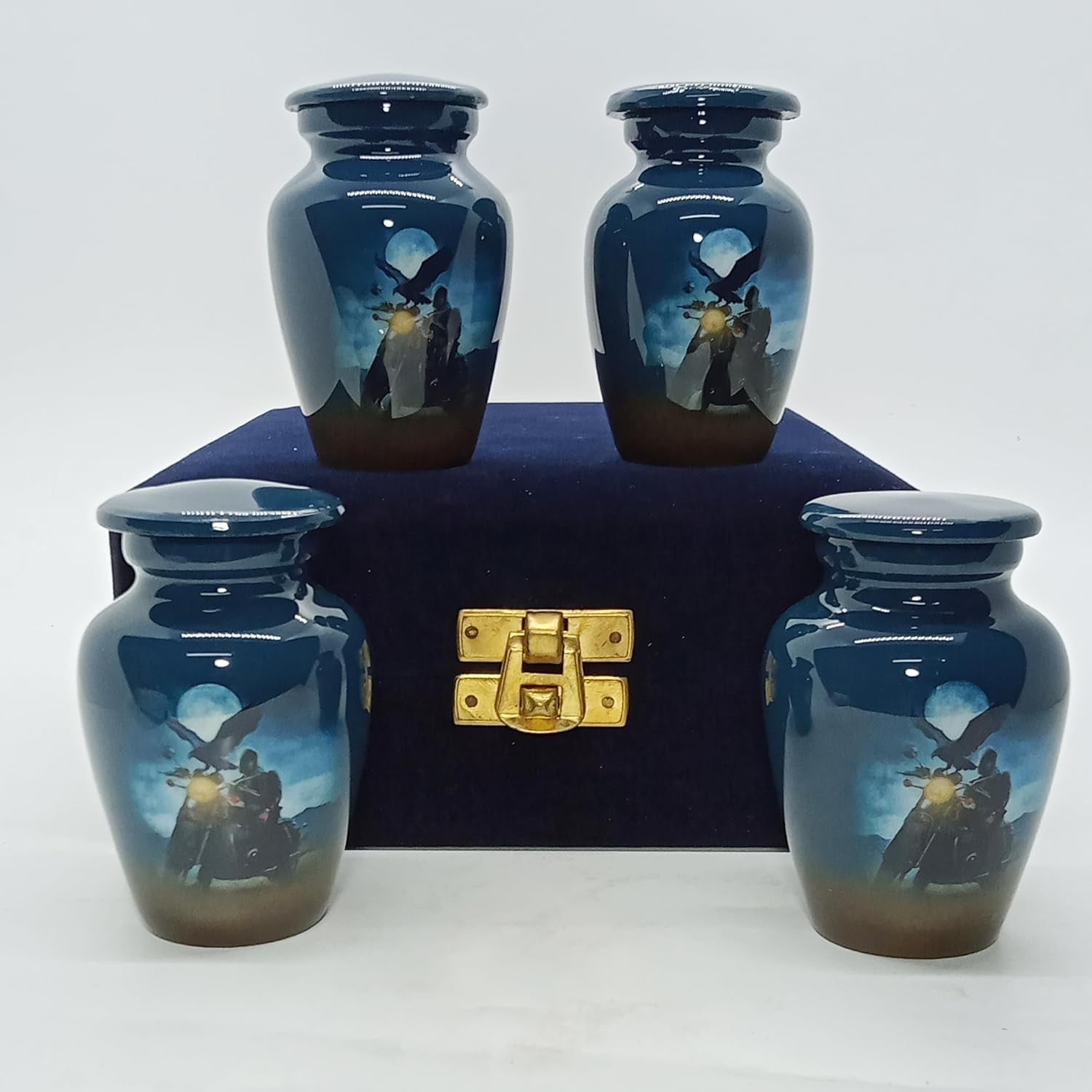 UR Keepsake Urn Set of 4-Monster Bike Rider with Eagle Keepsake Cremation Urn for Human Ashes ...