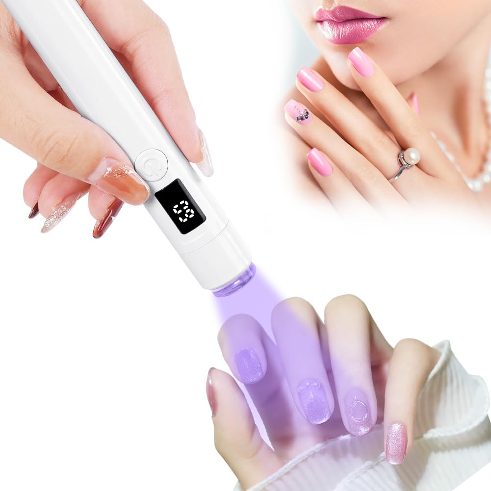 URAQT Handheld UV Light for Gel Nails, Portable Mini UV Nail Lamp Cordless Rechargeable USB Pen ...