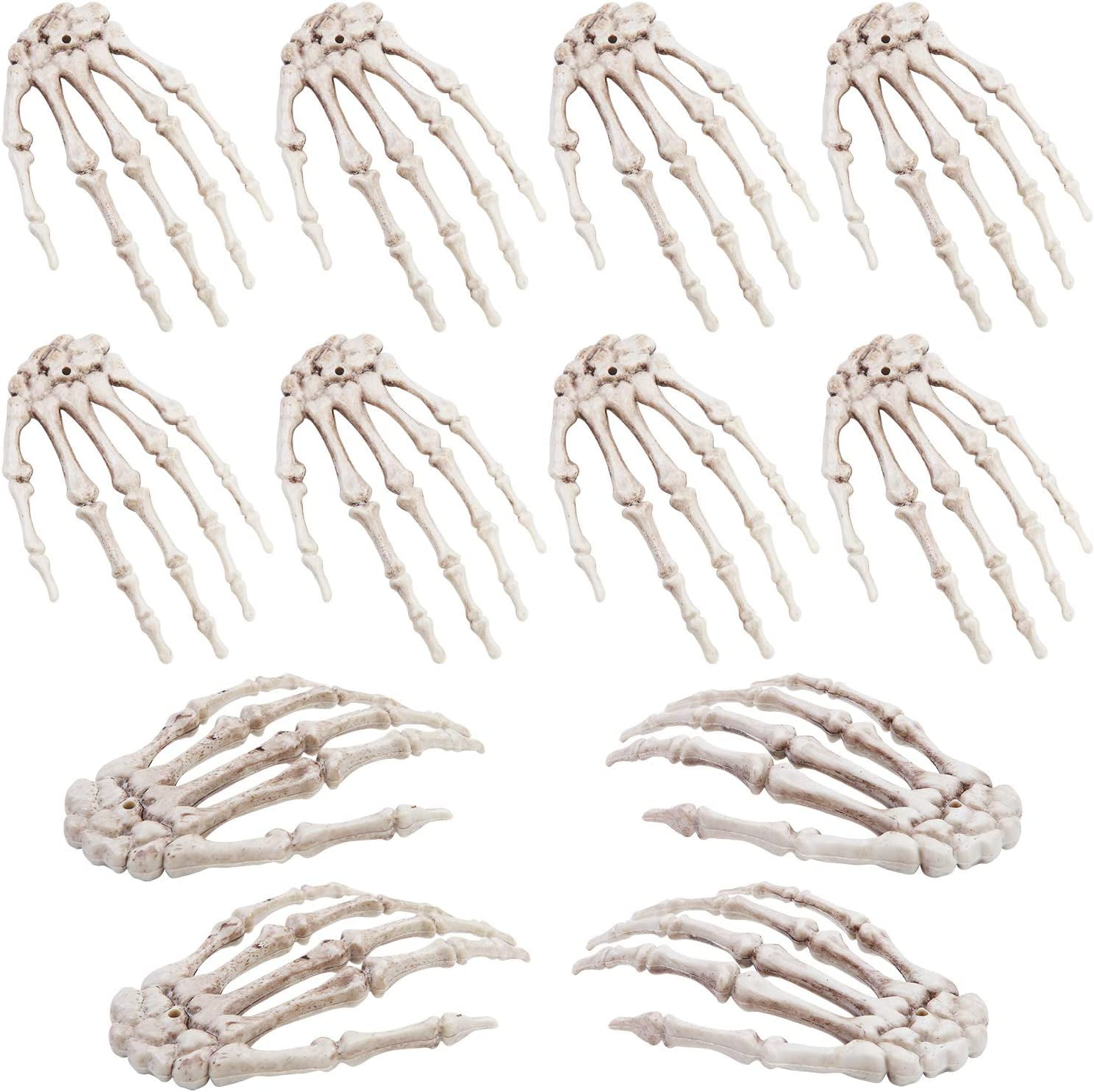 URATOT 12 Pieces Halloween Skeleton Hands Plastic Fake Human Hands ...