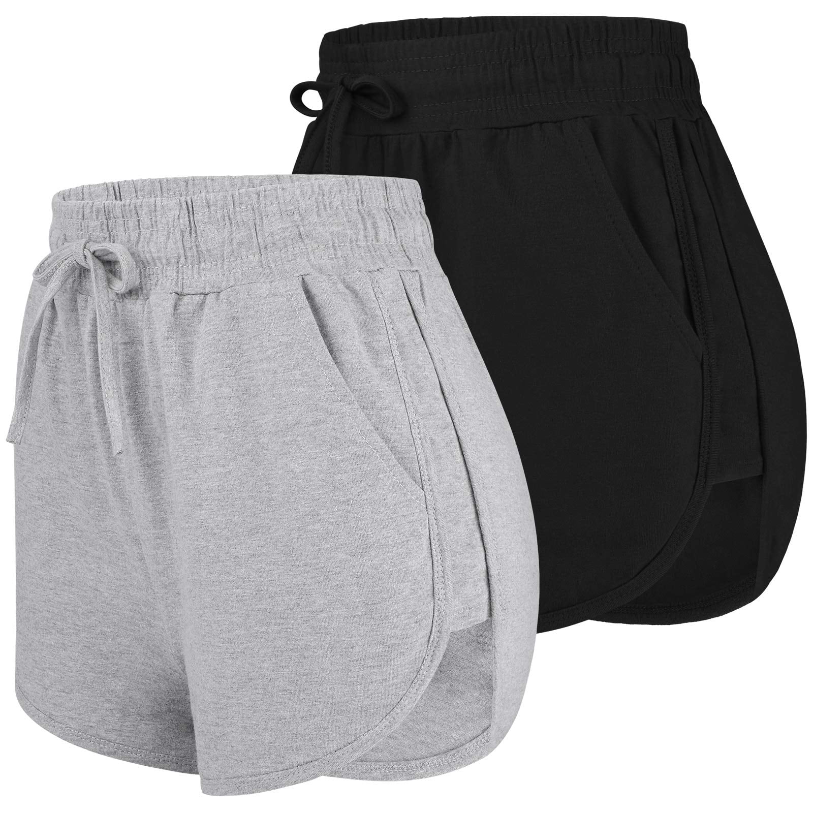 URATOT 2 Pack Cotton Yoga Shorts for Women, XL, Running Gym Sports ...