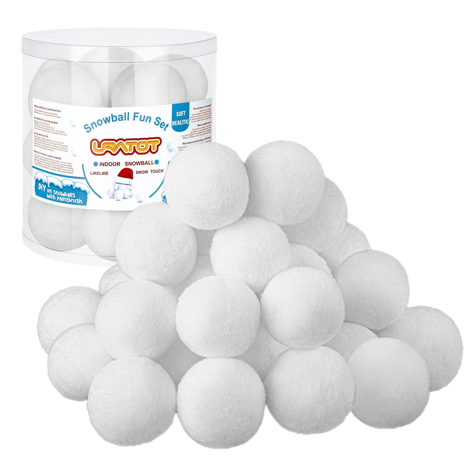 URATOT 20 Pack Indoor Snowball Fight Fake Snowball Soft and Realistic ...