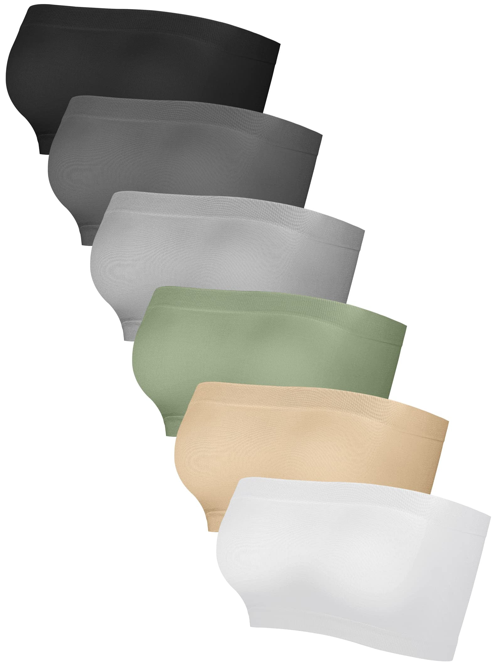 URATOT 6pc Strapless Bandeau Bra, Seamless Stretchy Non-padded Tube Top ...