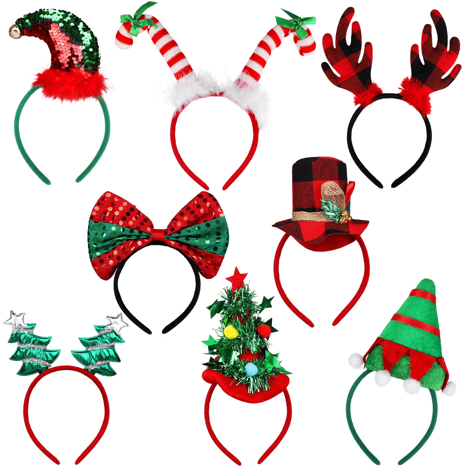 URATOT 8 Pack Christmas Party Headbands, Reindeer Hair Hoop, Xmas ...