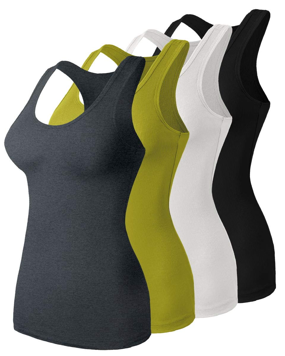 URBAN DAIZY Women's 4 Pack Tank Top Lightweight Basic Undershirt ...