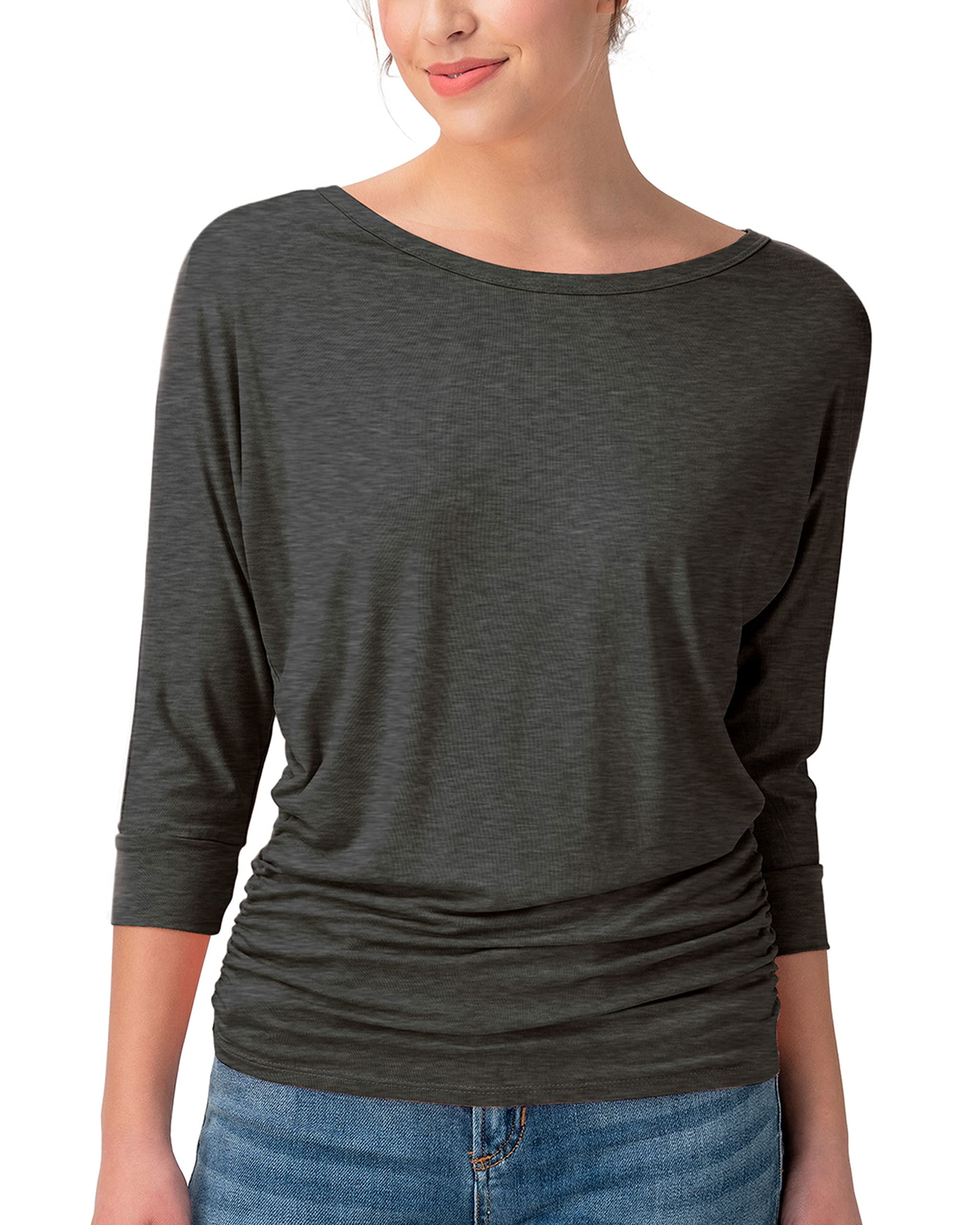 URBAN DAIZY Women's Boat Neck 3/4 Sleeve Dolman Tops All Purpose Staple ...