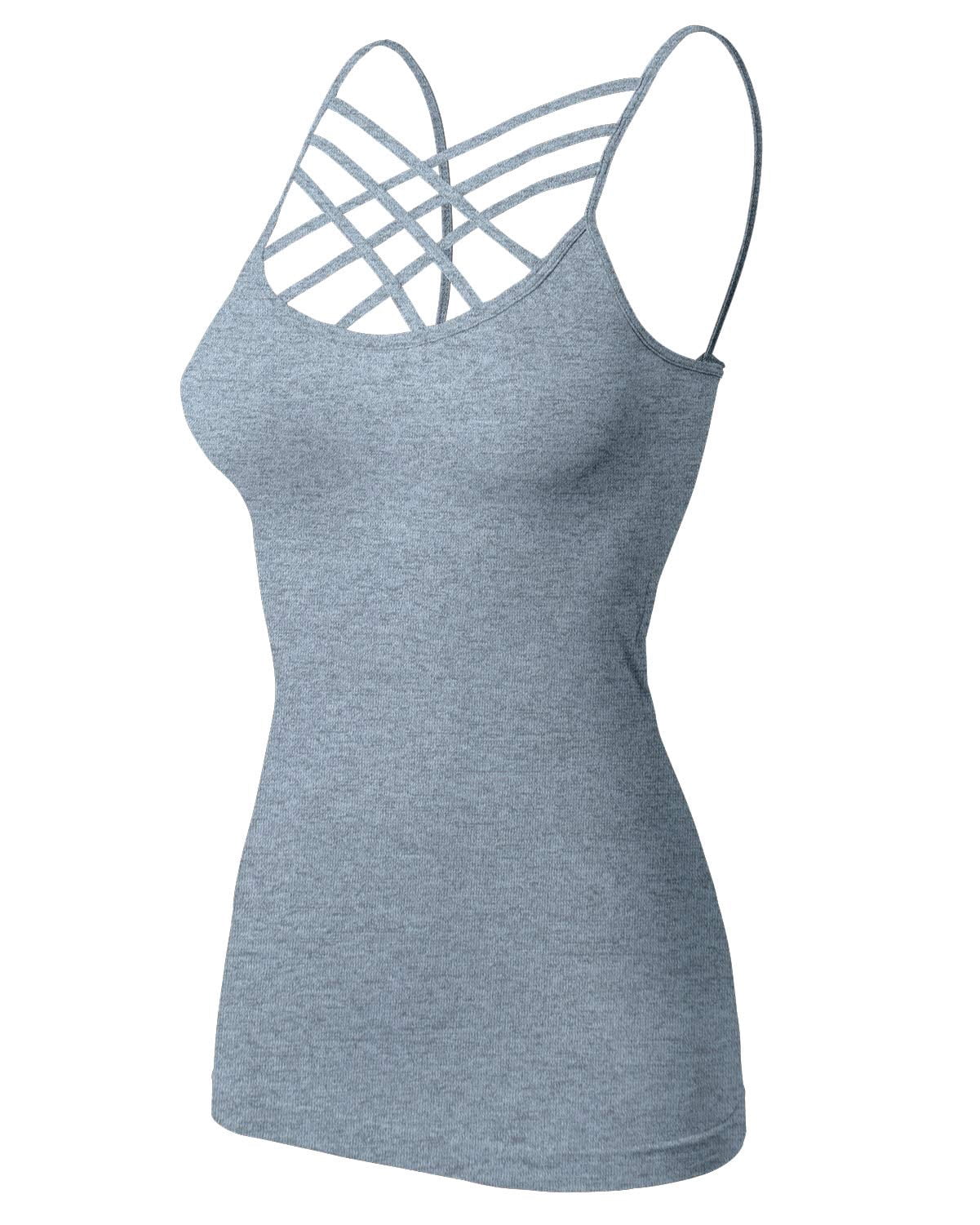 URBAN DAIZY Women's Seamless Triple Criss Cross Front Cami Top Lattice ...