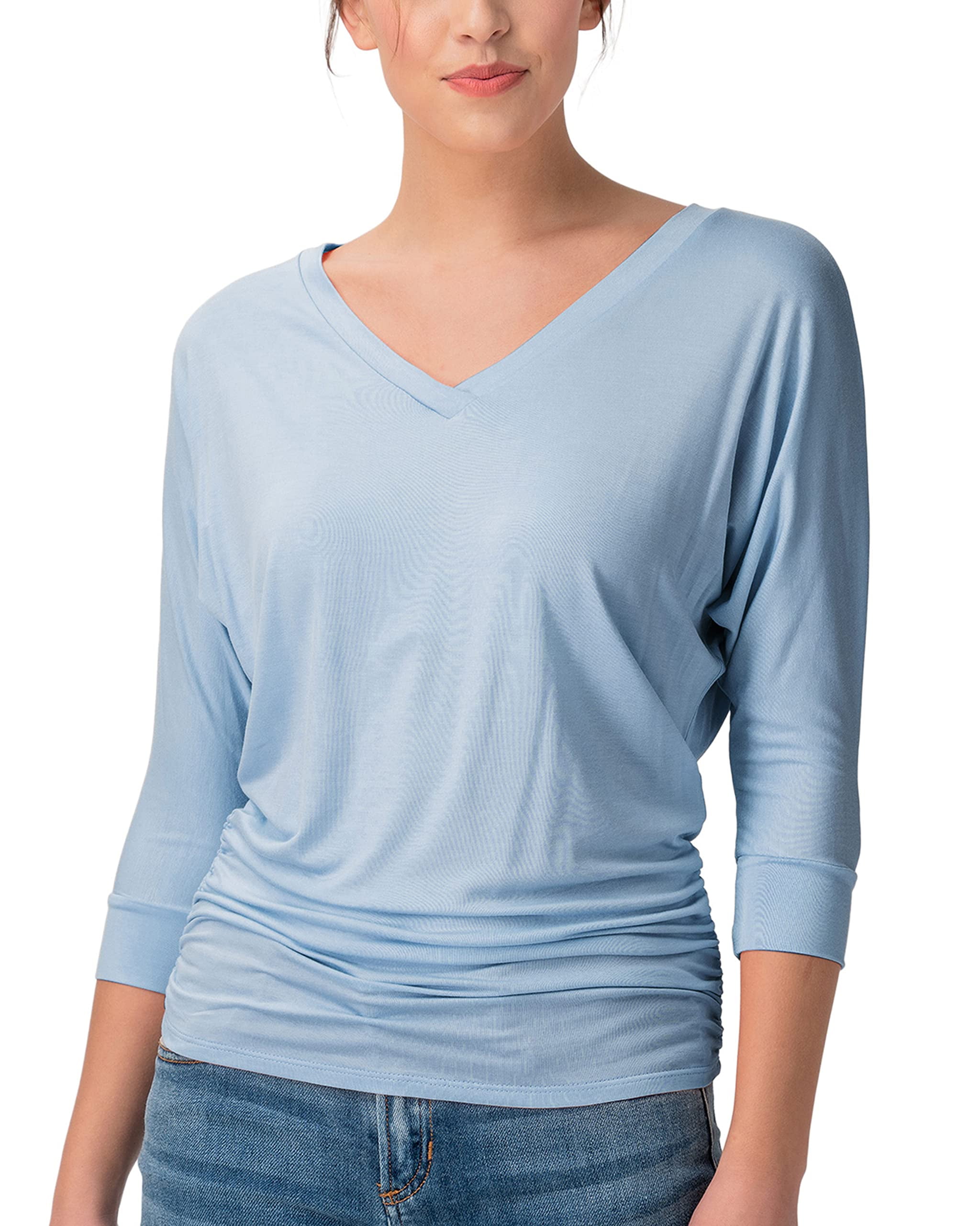 URBAN DAIZY Women's V-Neck 3/4 Sleeve Dolman Tops All Purpose Staple ...