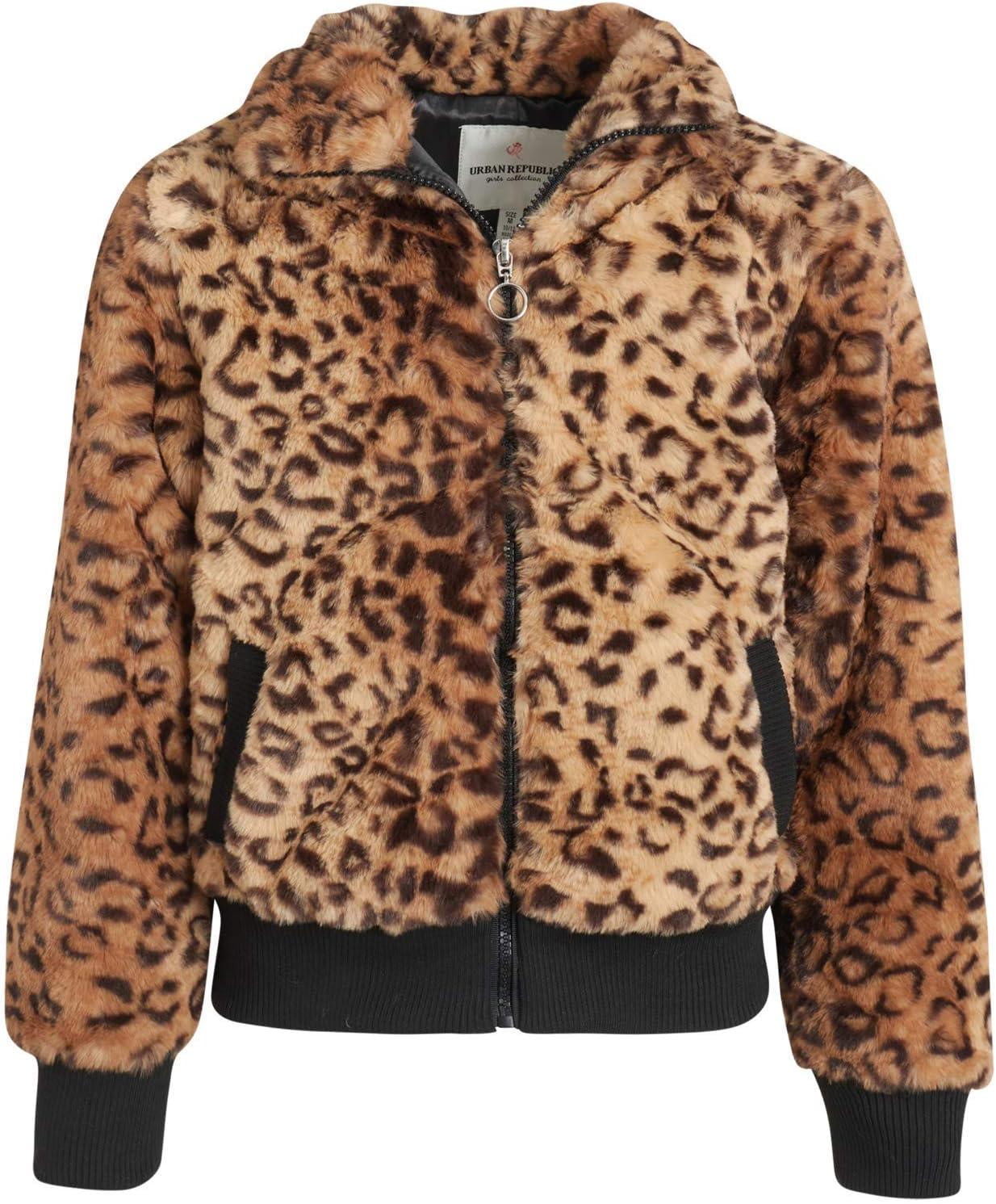 URBAN REPUBLIC Girls' Coat - Faux Fur Plush Teddy Bomber Jacket ...