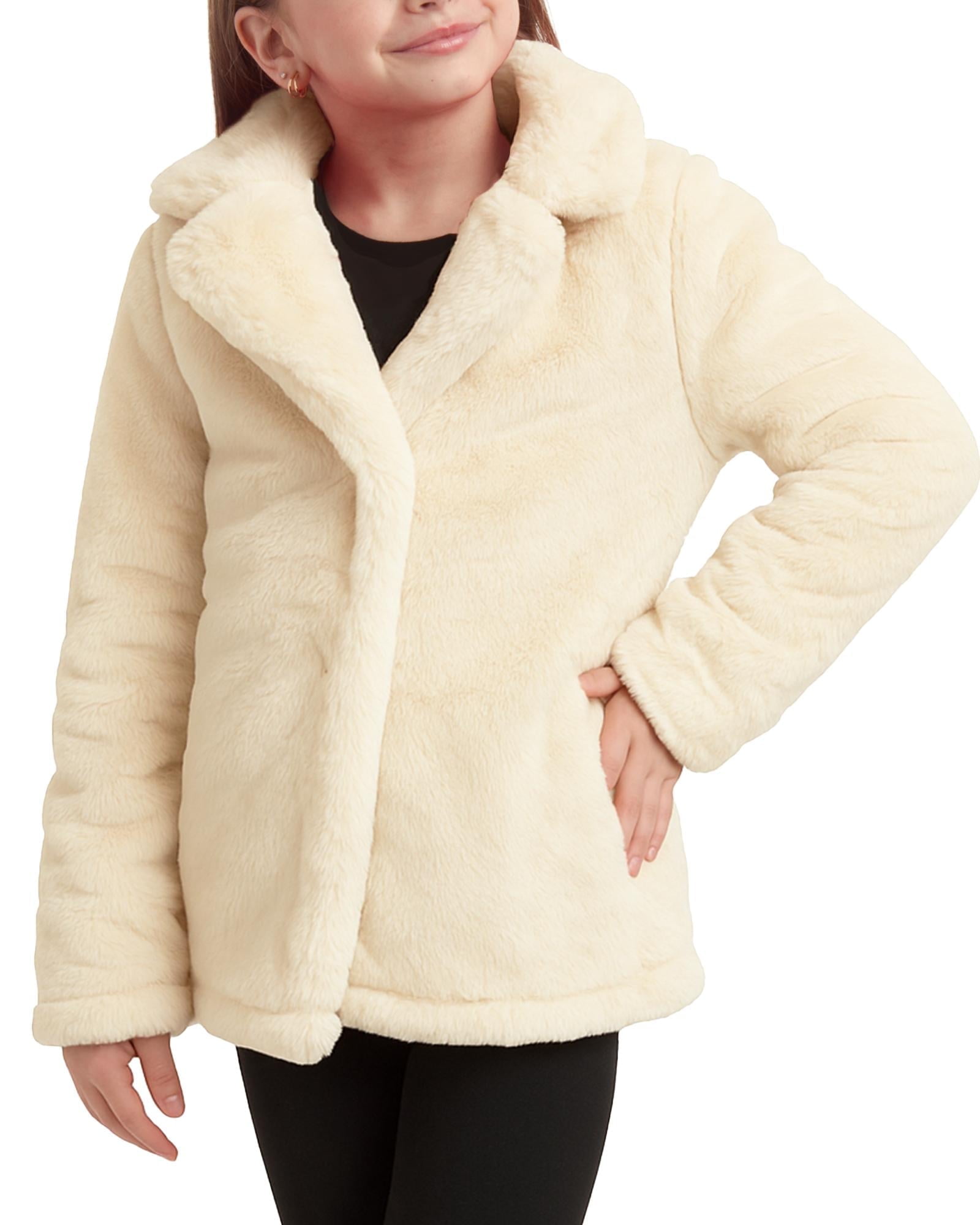 URBAN REPUBLIC Girls Fur Jacket - Warm Long Length Plush Ultra Soft ...