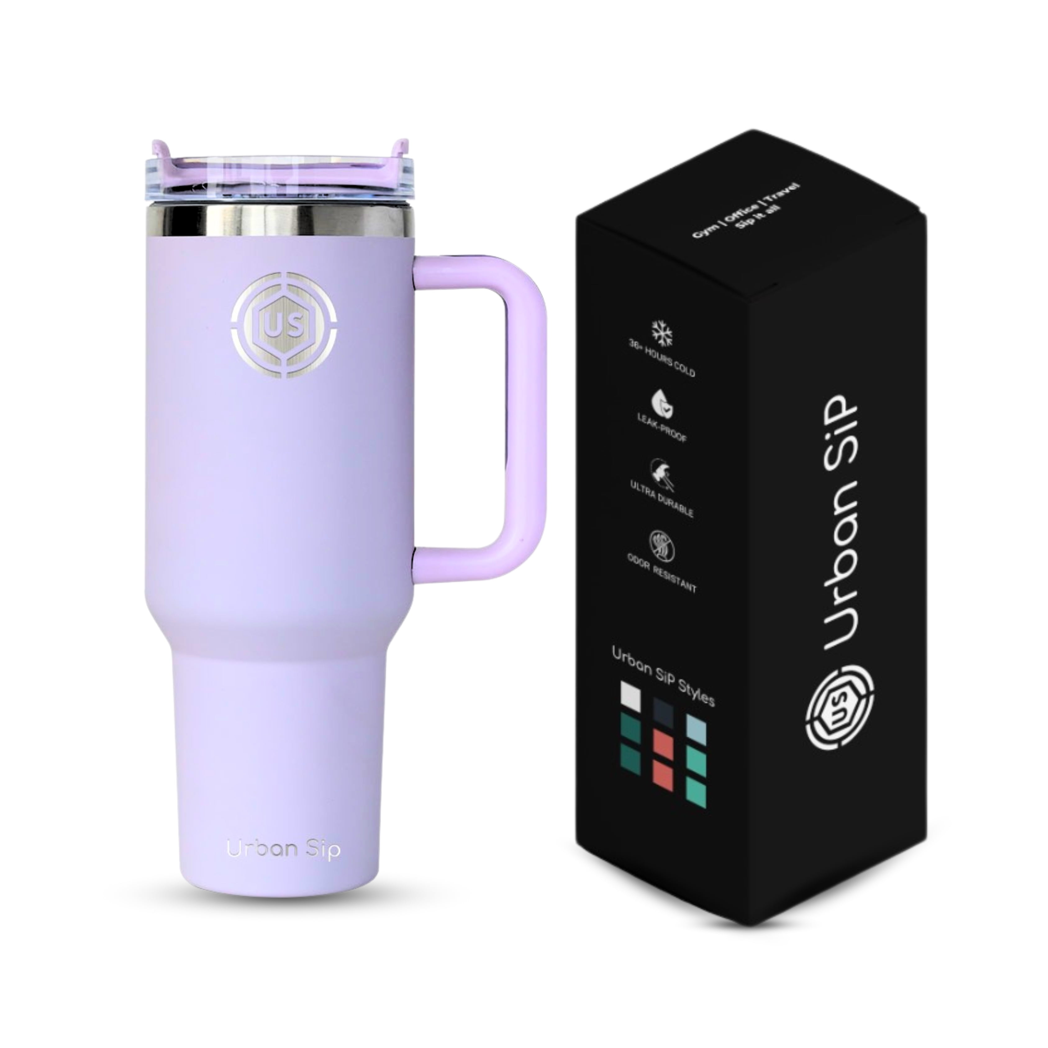 URBAN SIP 40 oz Stainless Steel Insulated Tumbler with Handle & Straw ...